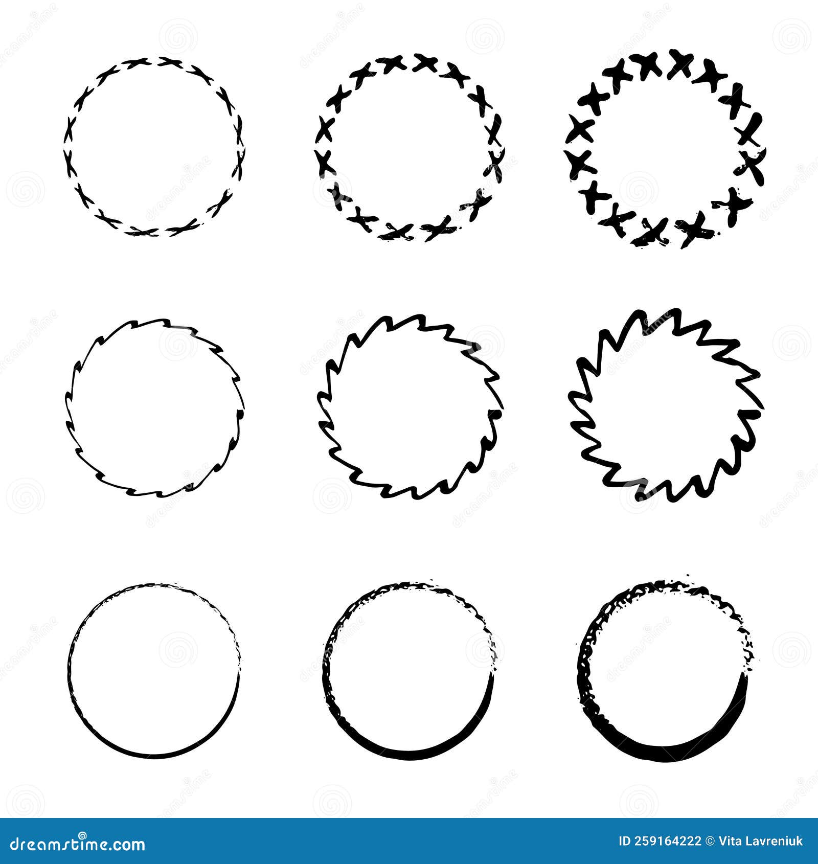 Collection of Round. Rounds Scribble Line Circles. Doodle Circles for ...