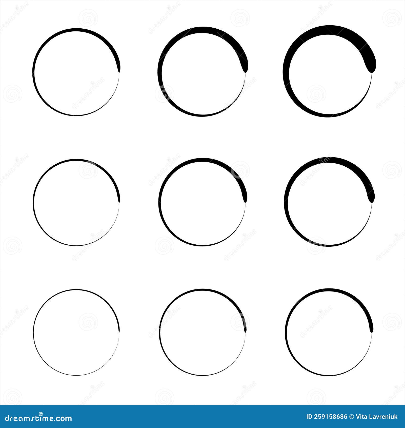Collection of Round. Rounds Scribble Line Circles. Speed Lines in ...