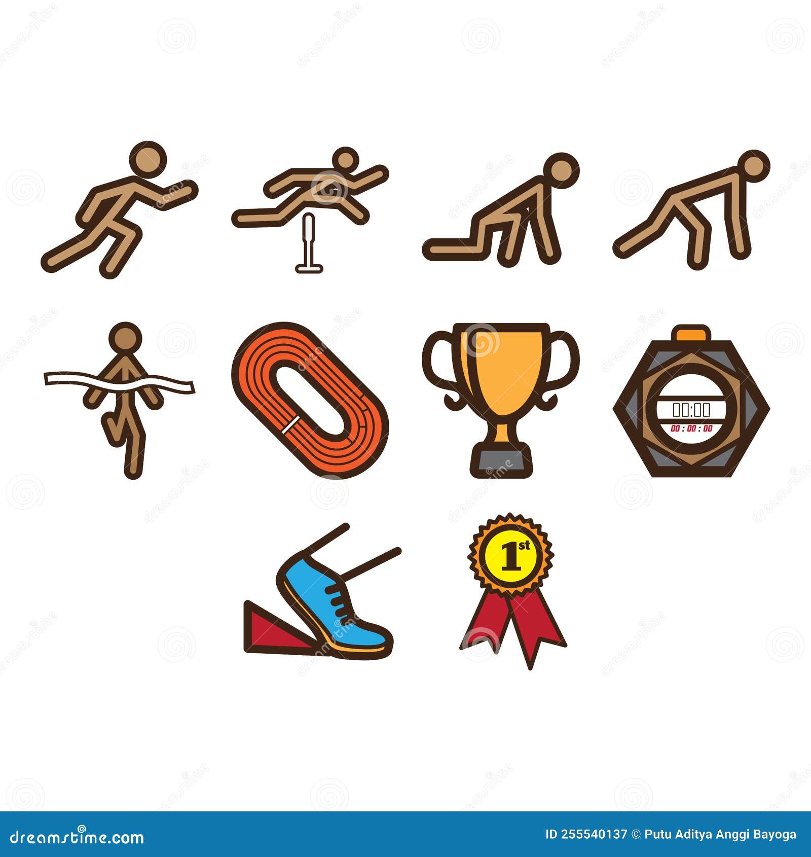 Running icon set stock vector. Illustration of flat - 255540137
