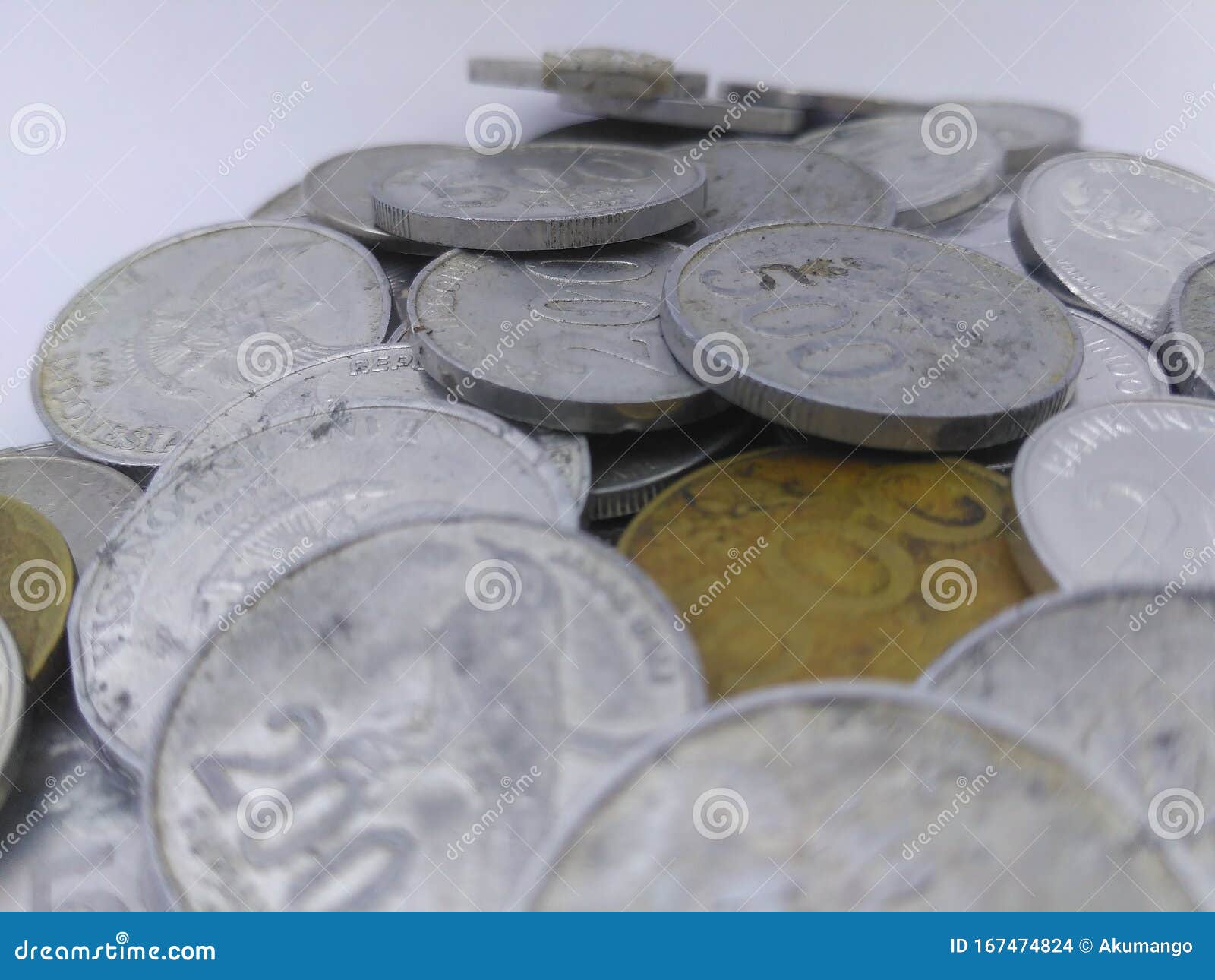 A Collection of 500 and 200 Rupiah Dull Coins Stock Photo - Image of ...