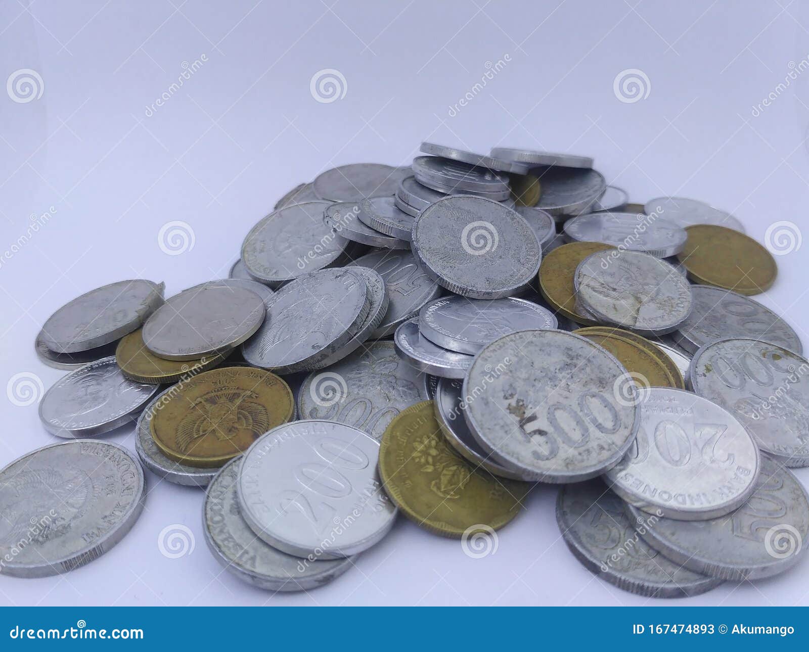 A Collection of 500 and 200 Rupiah Dull Coins Stock Image - Image of ...