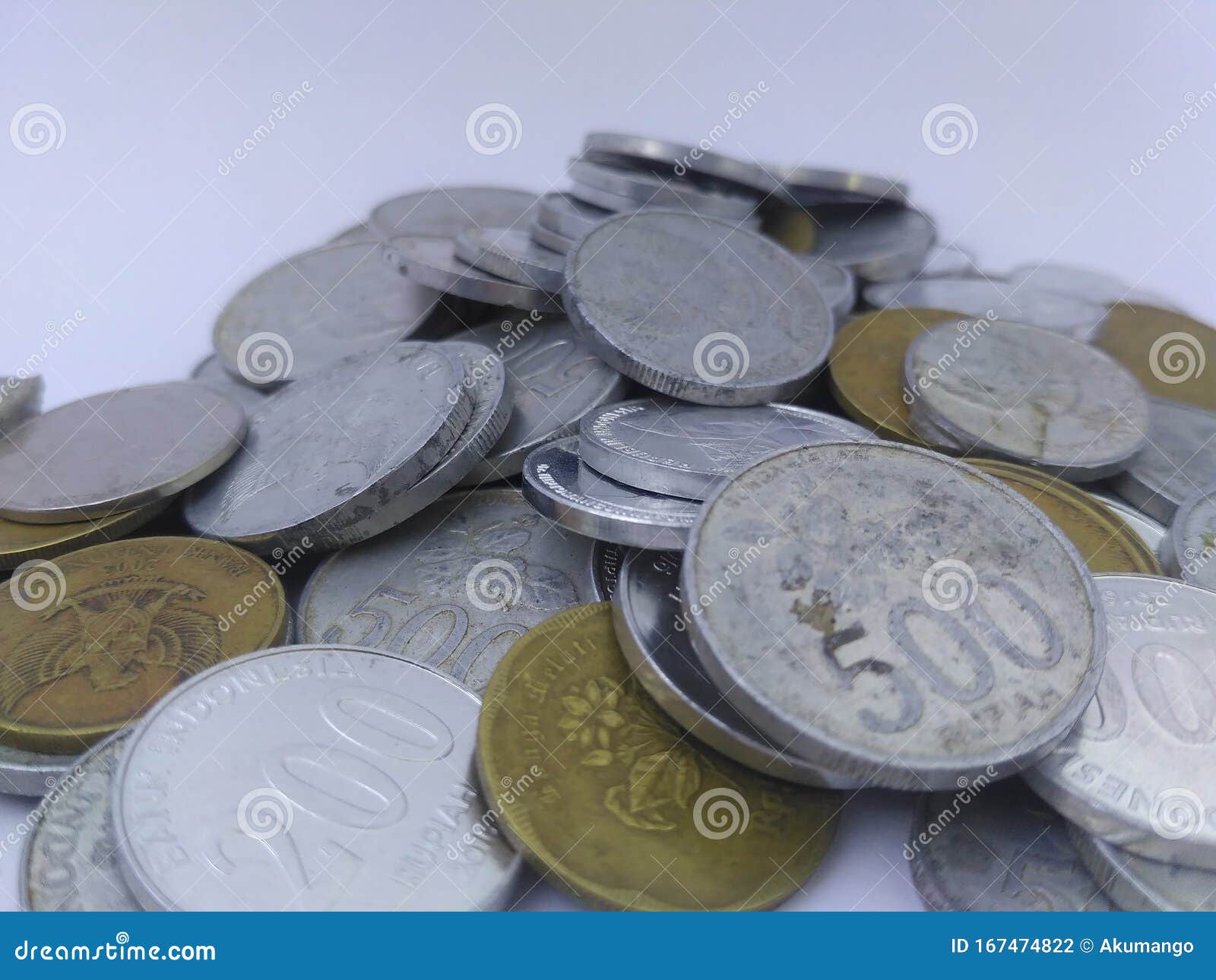 A Collection of 500 and 200 Rupiah Dull Coins Stock Photo - Image of ...