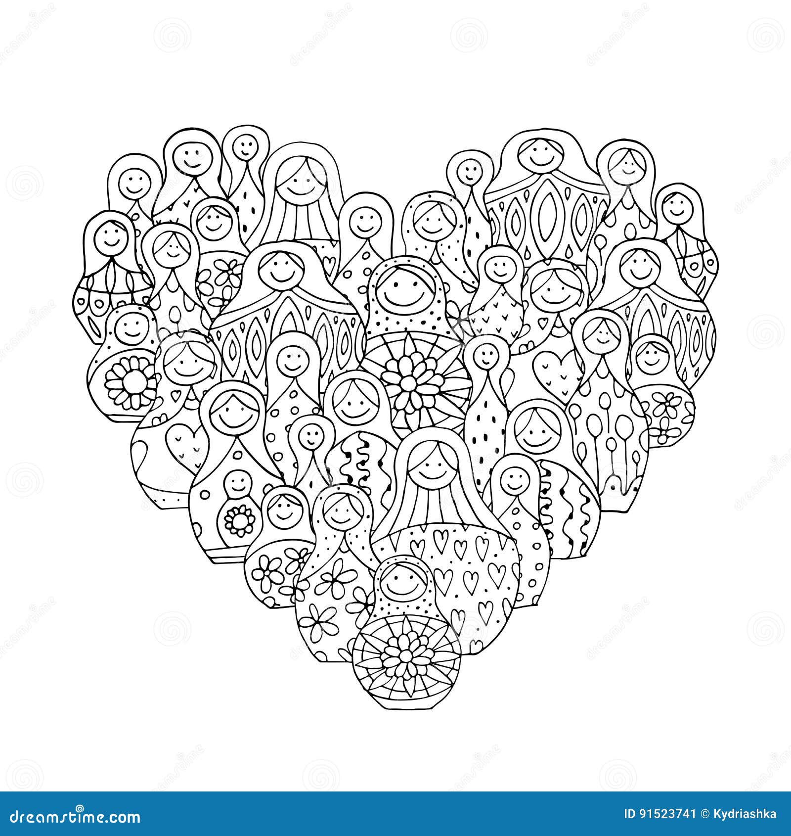 Collection of Russian Nesting Dolls, Matryoshka Heart Shape Stock ...