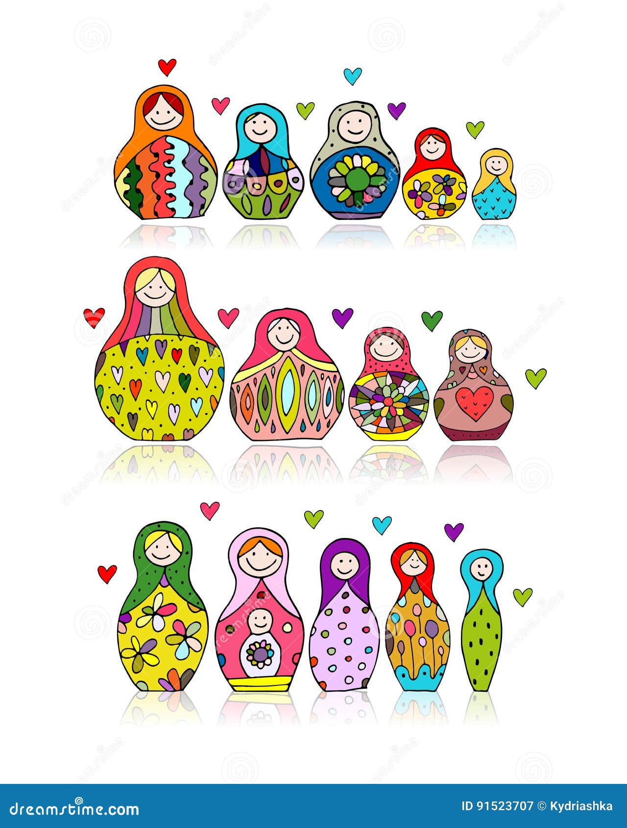 Collection Of Matryoshka Dolls Vector Illustration | CartoonDealer.com ...