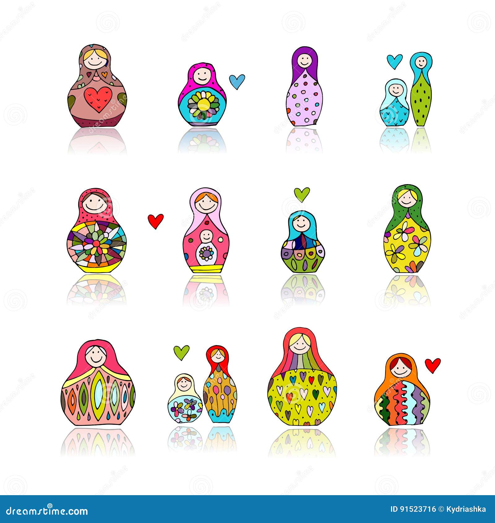 Collection of Russian Nesting Dolls, Matryoshka for Your Design Stock ...