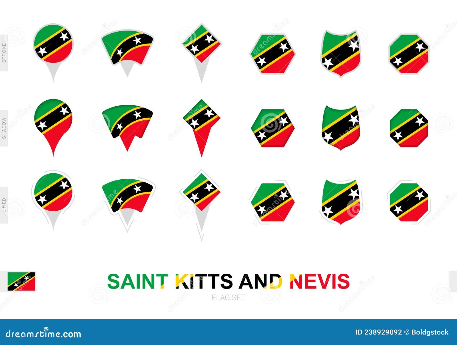 Collection of the Saint Kitts and Nevis Flag in Different Shapes and ...