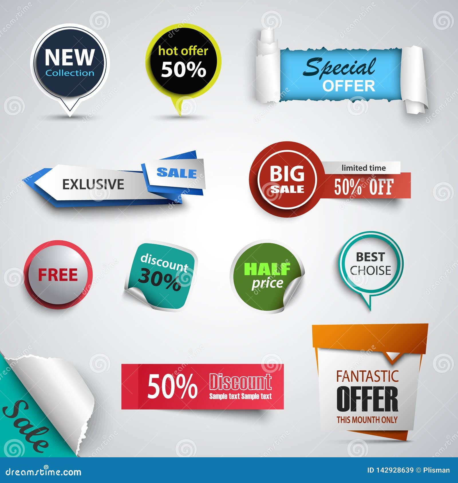 Collection Sale Abstract Pointers and Labels Design Elements Stock ...
