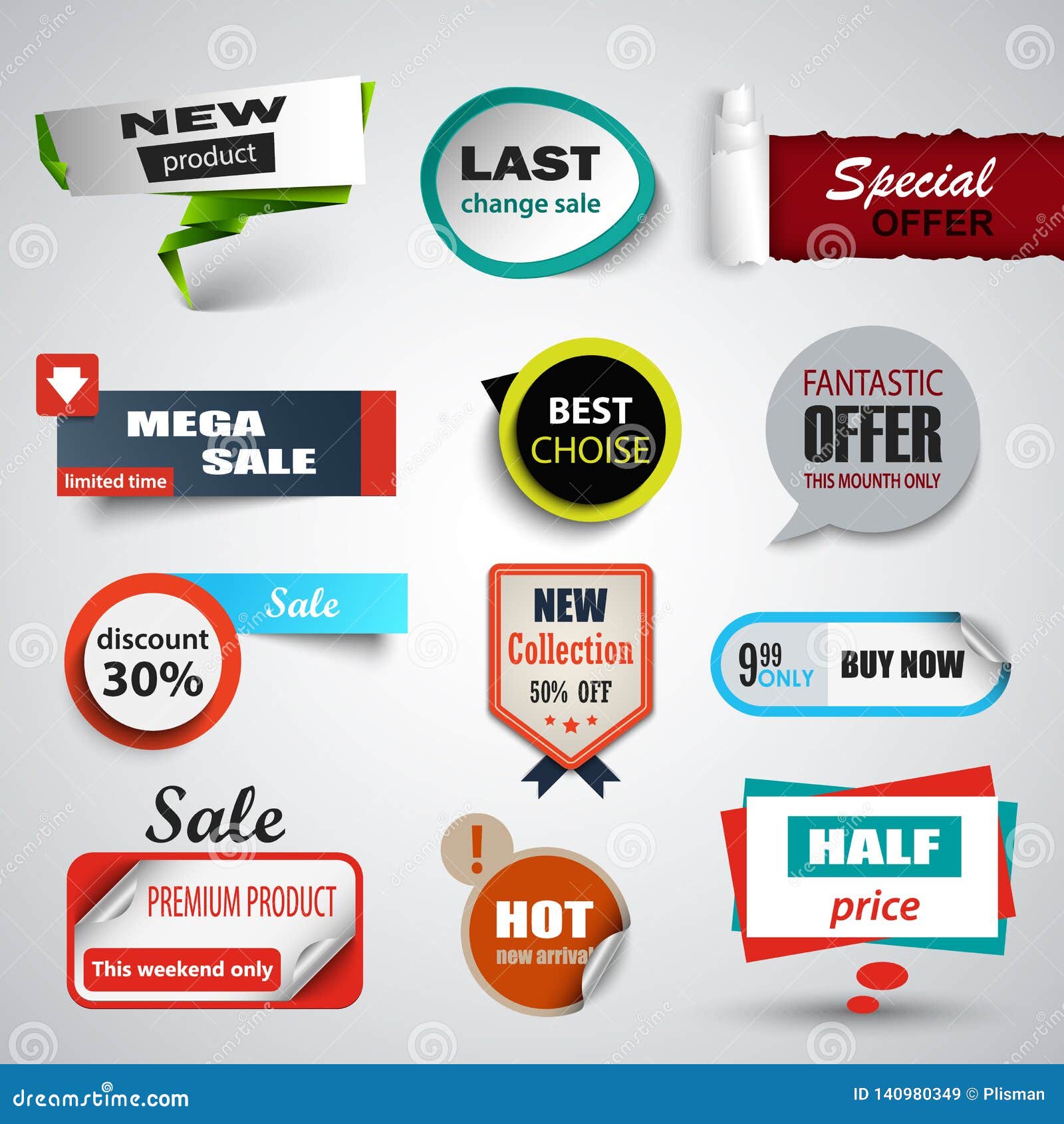 Collection Sale Pointers and Labels Design Elements Stock Vector ...