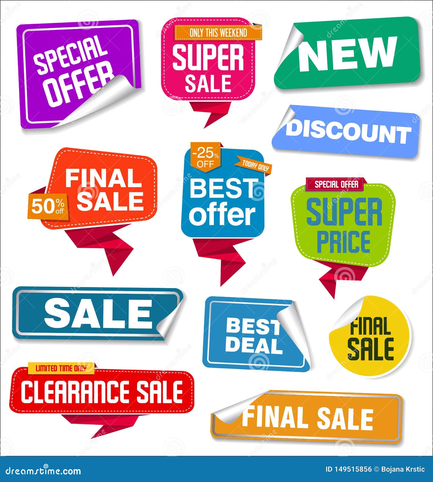 Collection of Sale Stickers and Tags Stock Vector - Illustration of ...