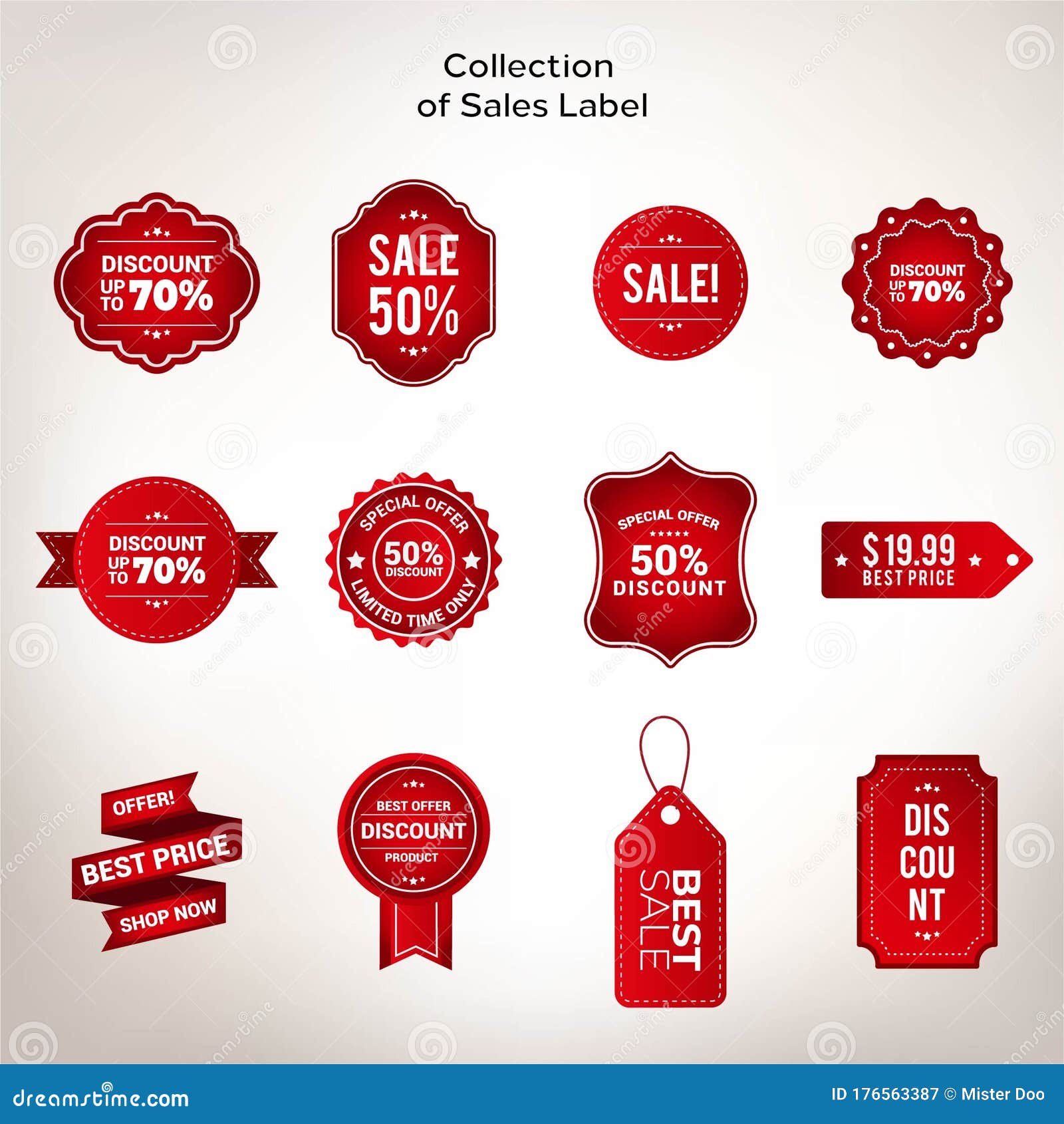 Collection of Sales Label and Discount Tag. Pack of Red Sales Label ...
