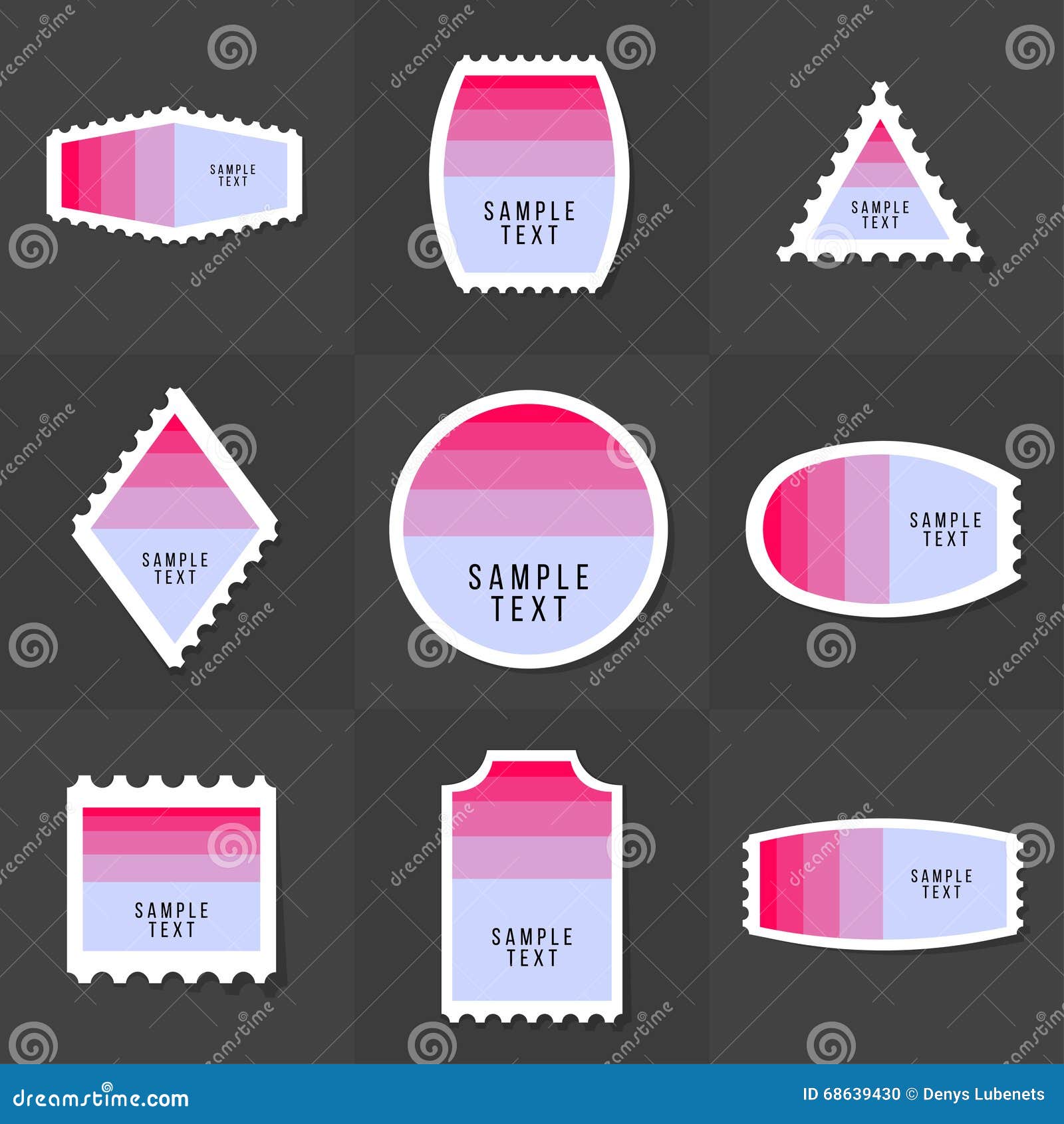 Collection Of Sample Logo And Text Postage Stamp Vector Illustration ...