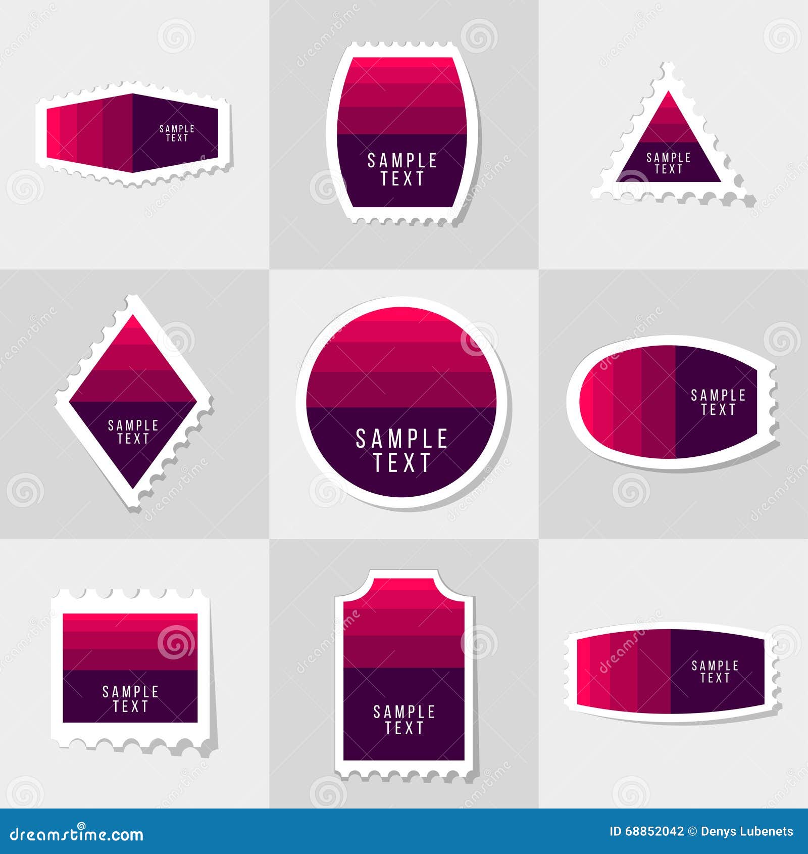 Collection Of Sample Logo And Text Postage Stamp Vector Illustration ...