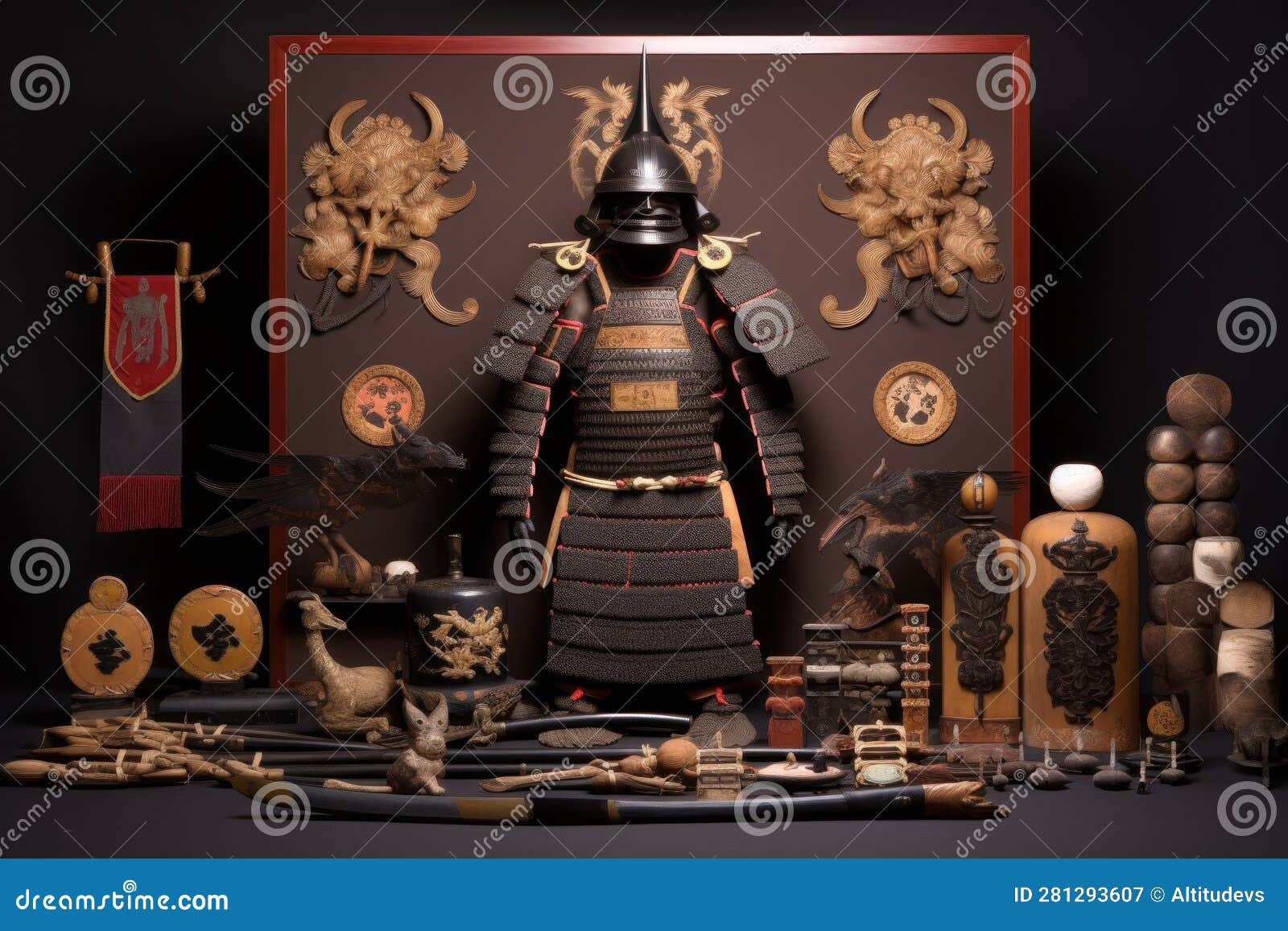 Collection of Samurai Armor Elements Stock Illustration - Illustration ...