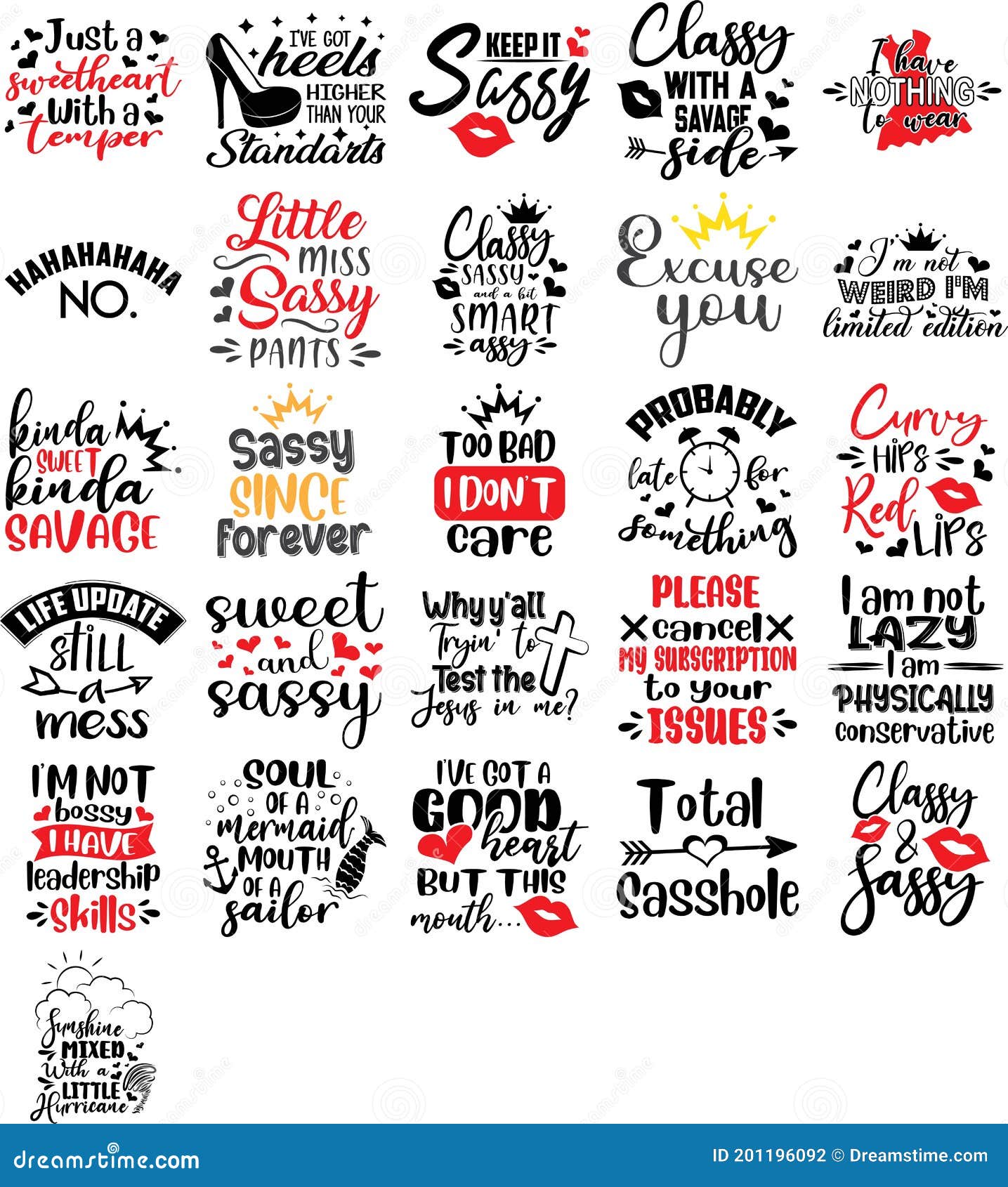 Collection of Sassy Phrases, Slogans or Quotes Stock Vector ...