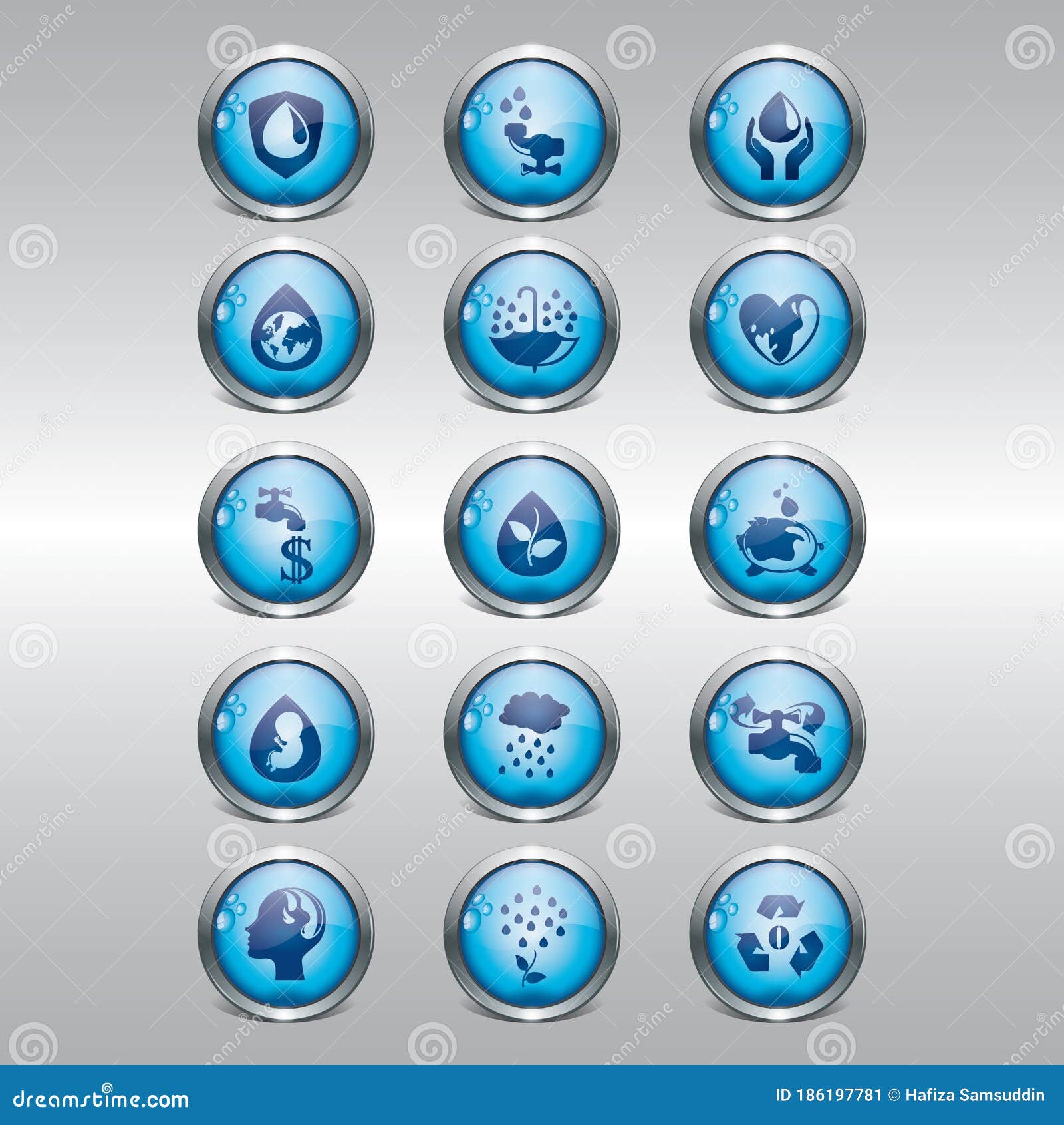 Collection of Save Water Icons. Vector Illustration Decorative Design ...