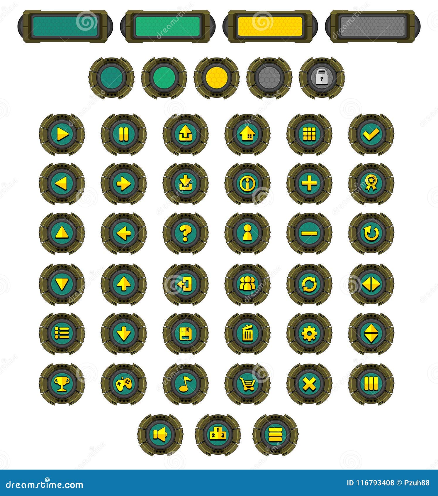 Sci-fi Robot Game Button Set Stock Vector - Illustration of fantasy ...