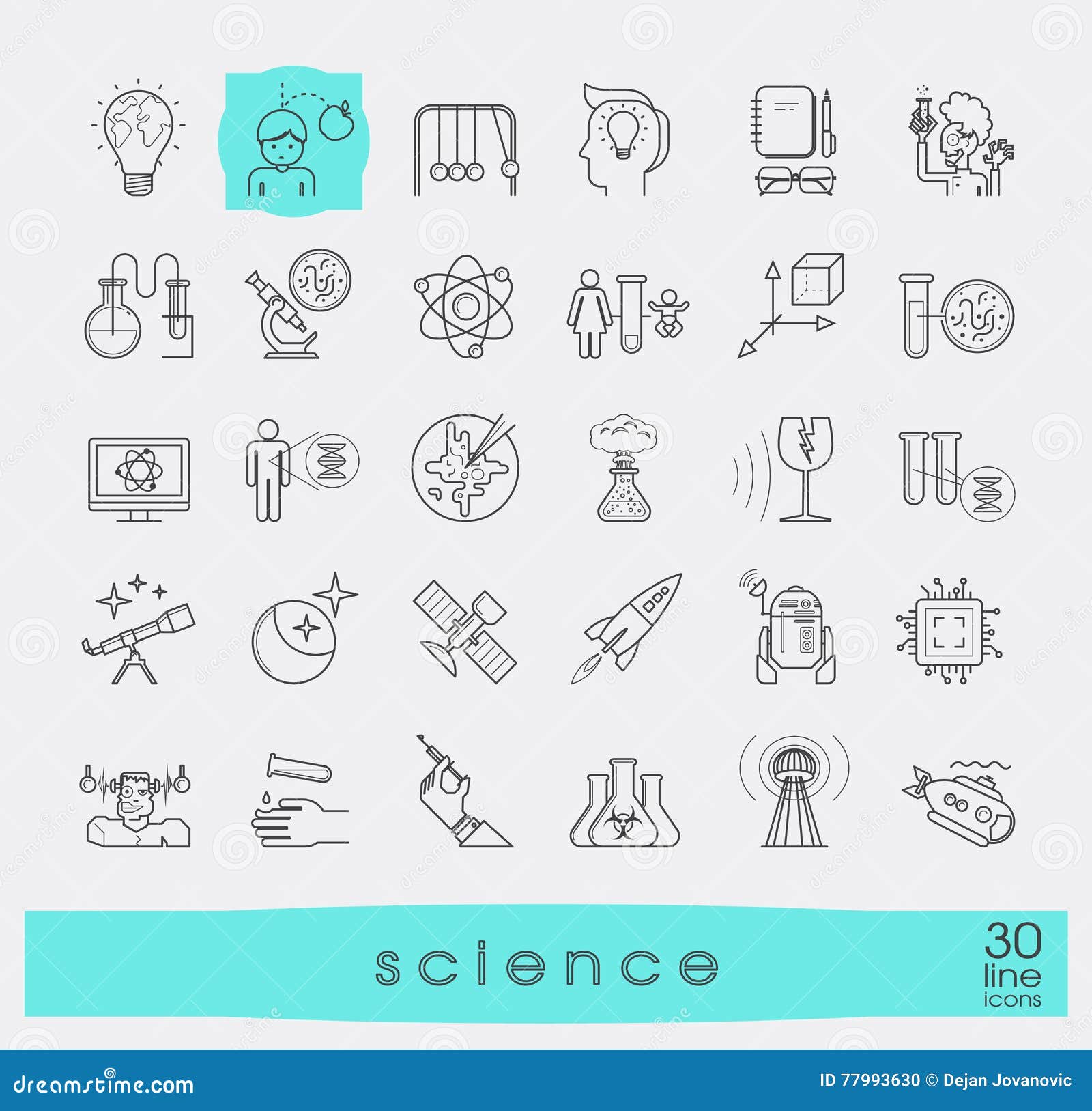 Collection of Scientific Line Icons. Stock Vector - Illustration of ...