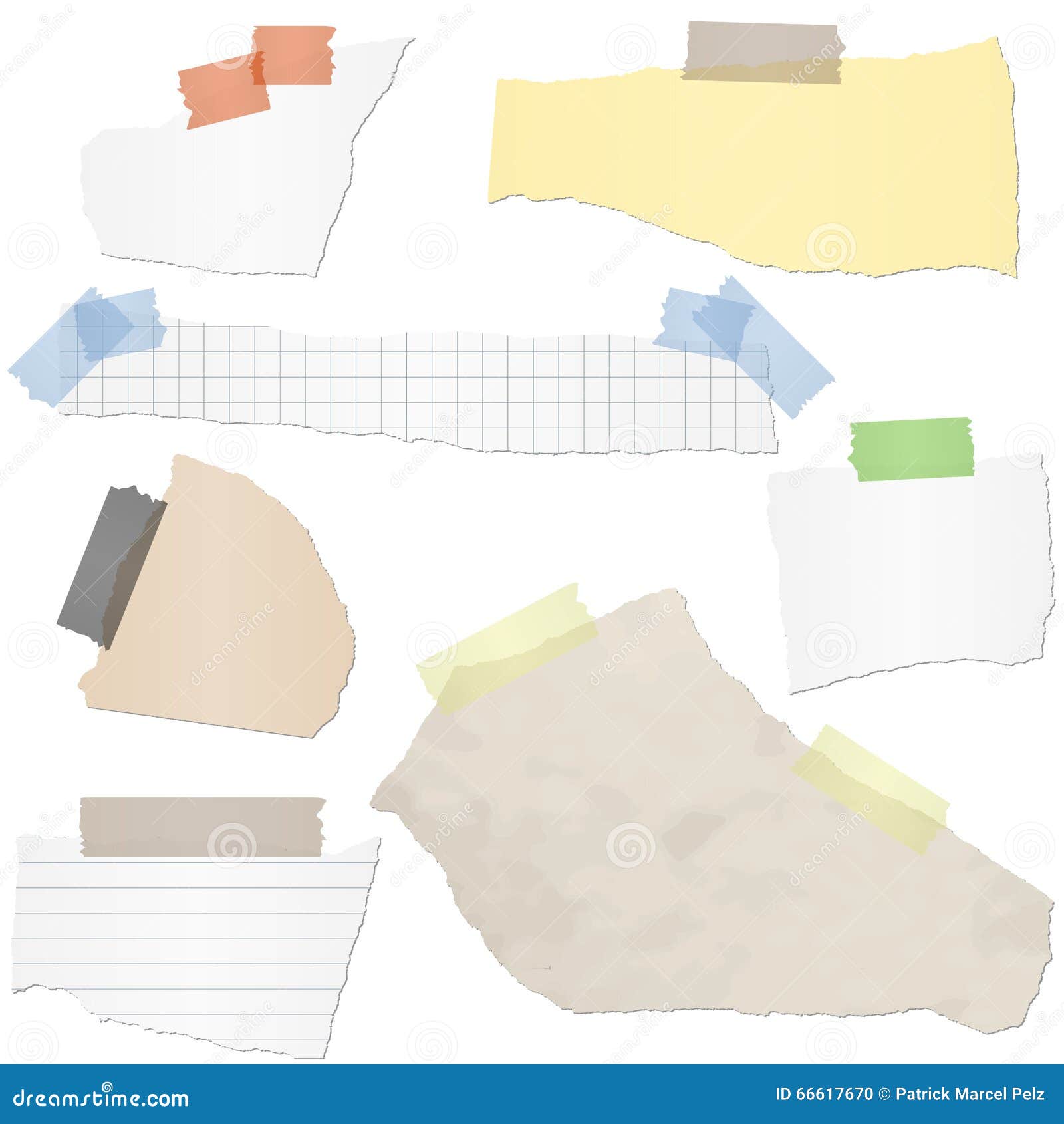 Collection scrap of paper stock vector. Illustration of attached - 66617670