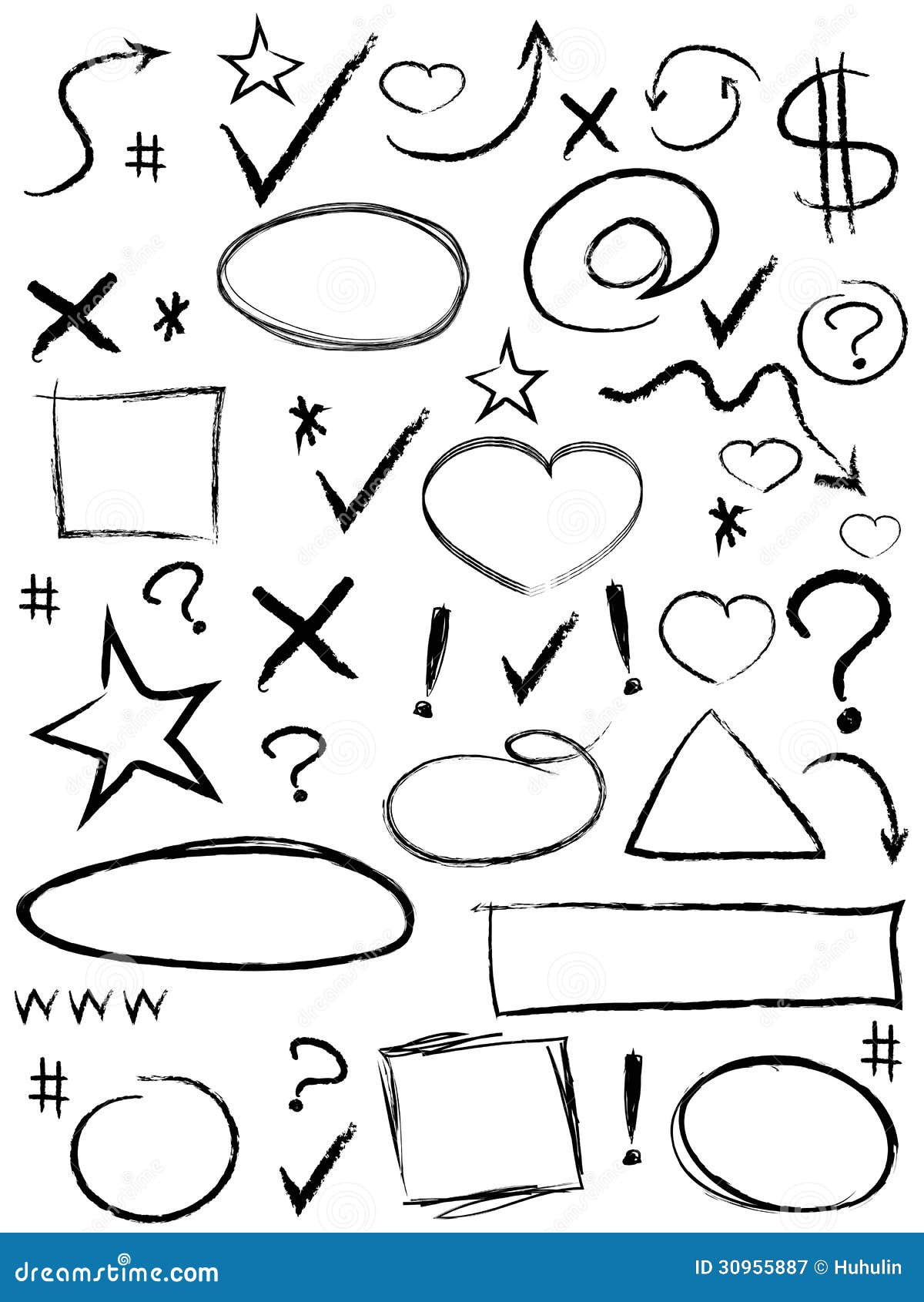 Collection of Scribble Design Element Stock Vector - Illustration of ...