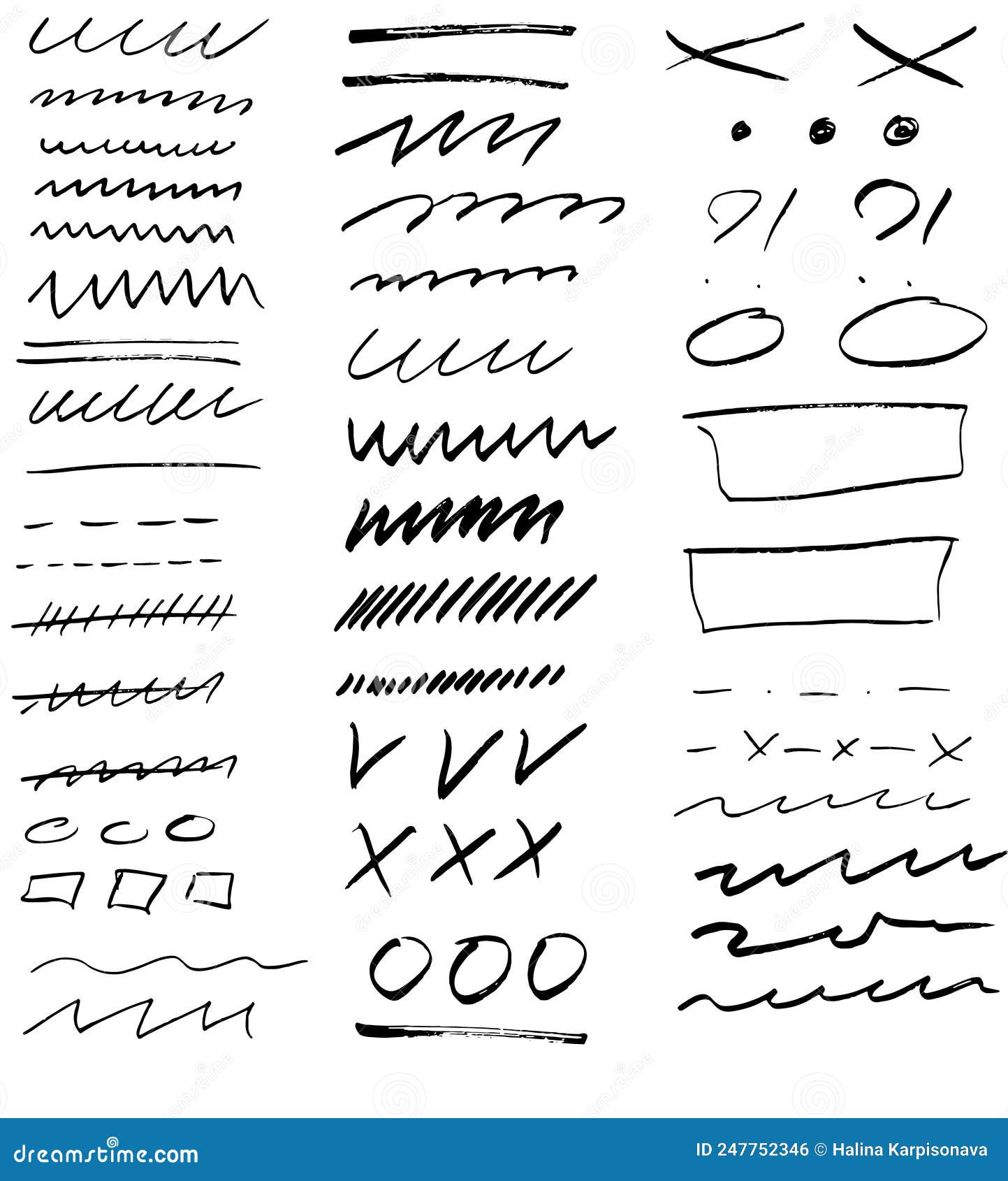 Collection of Scribble Design Element of Sketch Underlines and Signes ...
