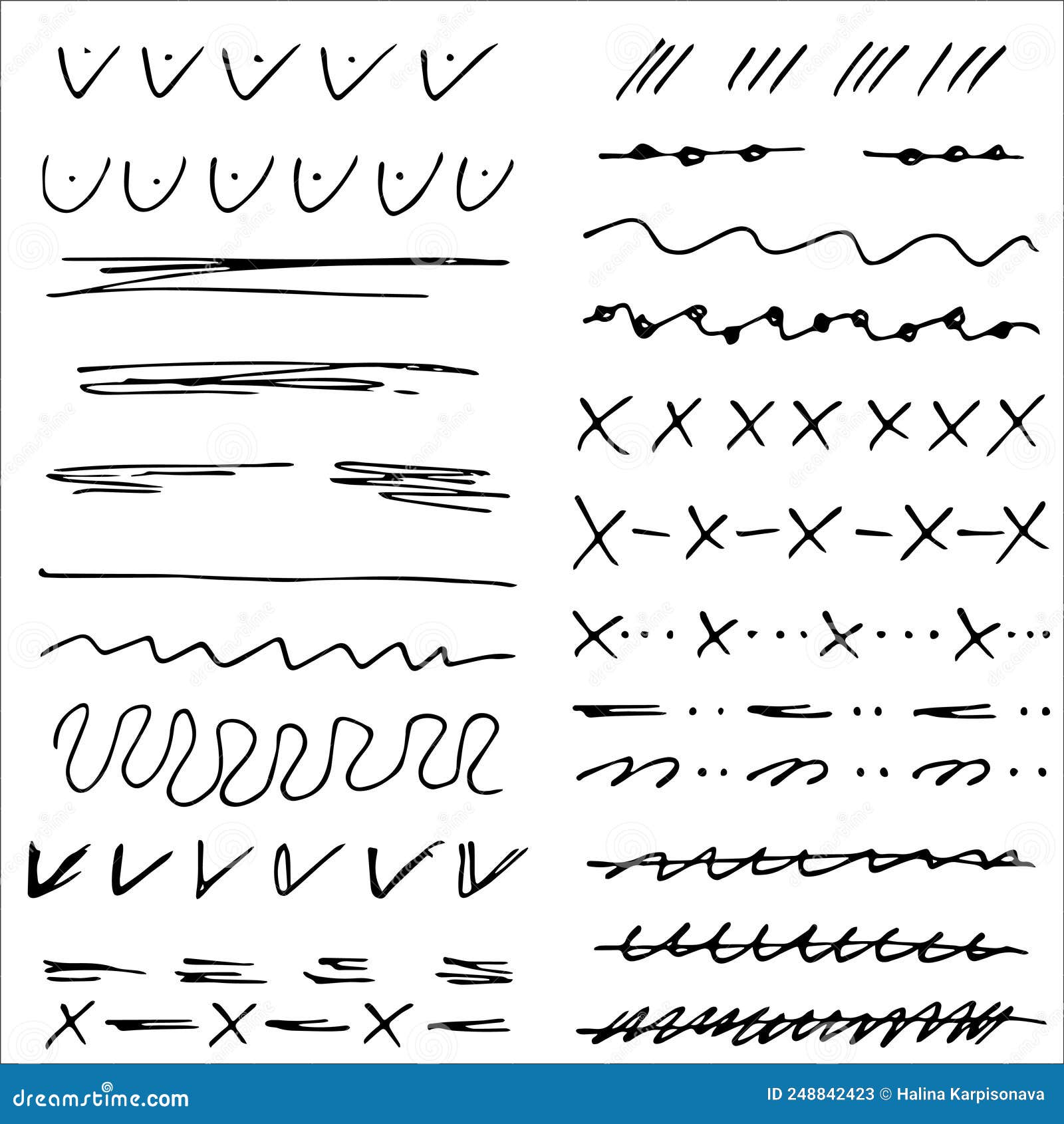 Collection of Scribble Design Element of Sketch Underlines and Signes ...