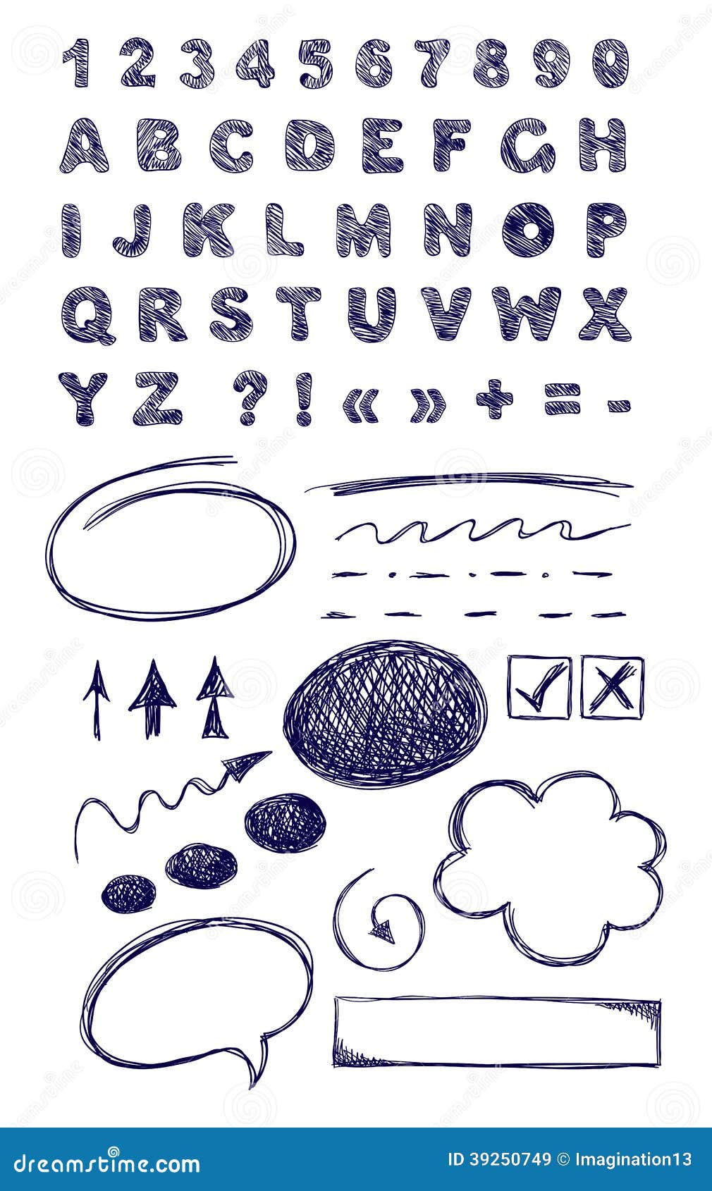 Collection - Scribbles and Letters Stock Vector - Illustration of ...