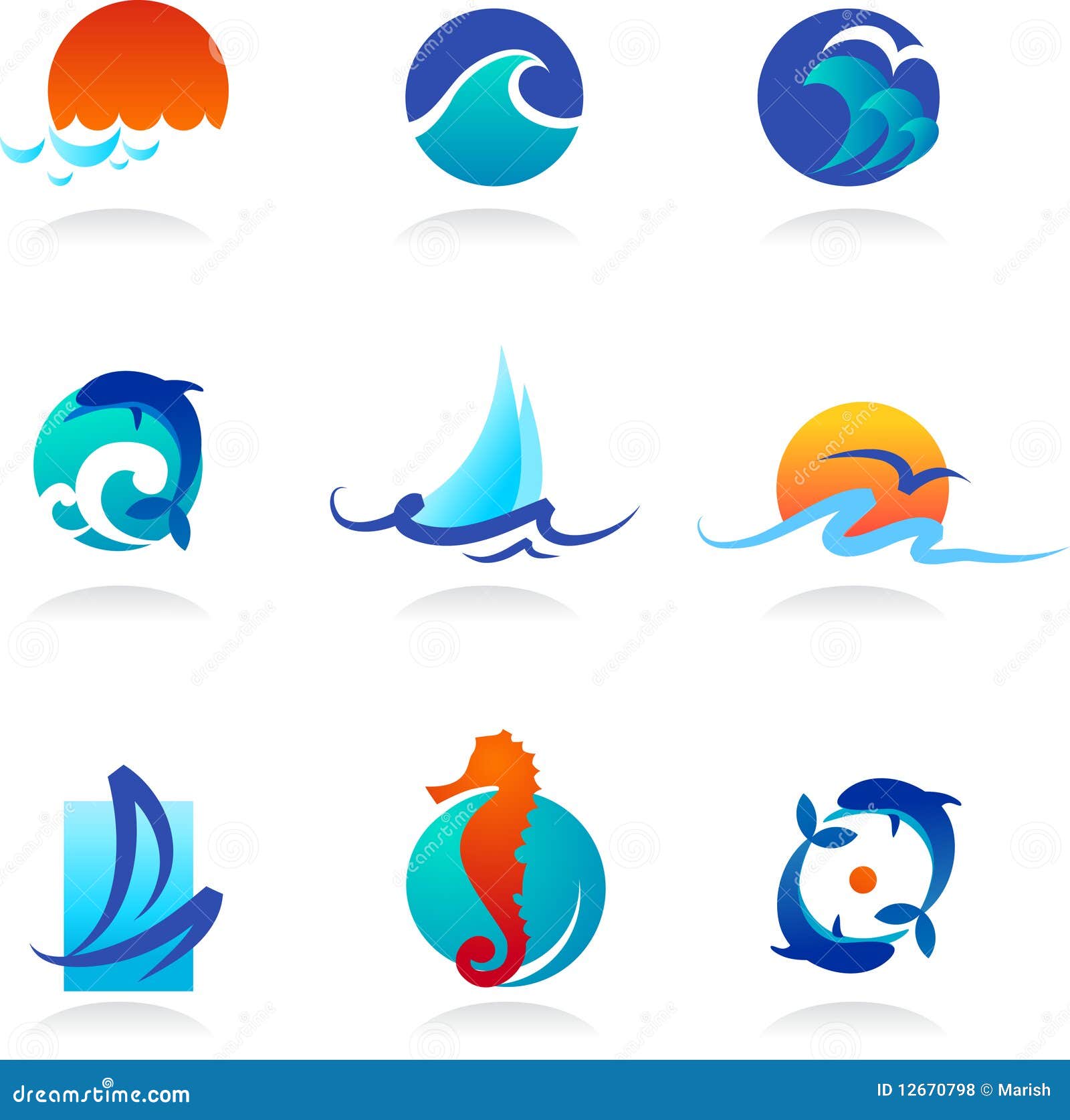 Collection of Sea Related Icons Stock Vector - Illustration of marine ...