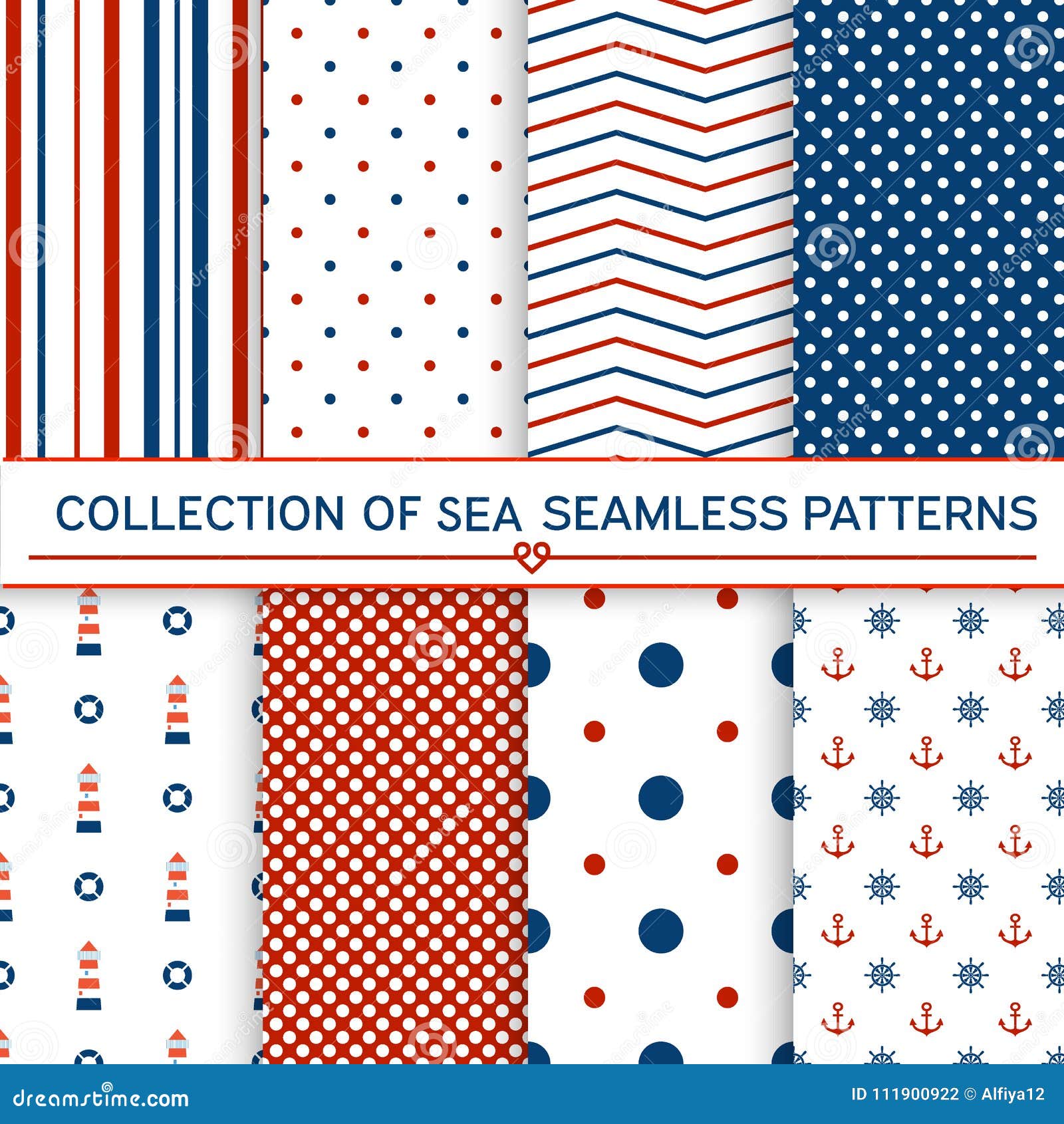 Collection of Sea Seamless Patterns Stock Vector - Illustration of ...