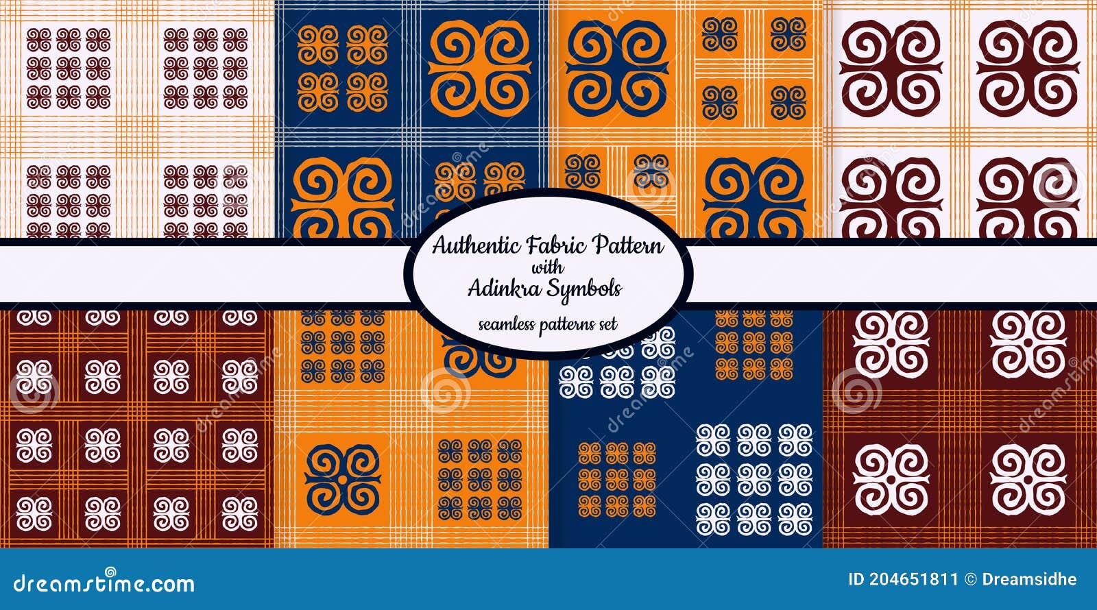 Collection Of Seamless Authentic Fabric Patterns With African Adinkra ...