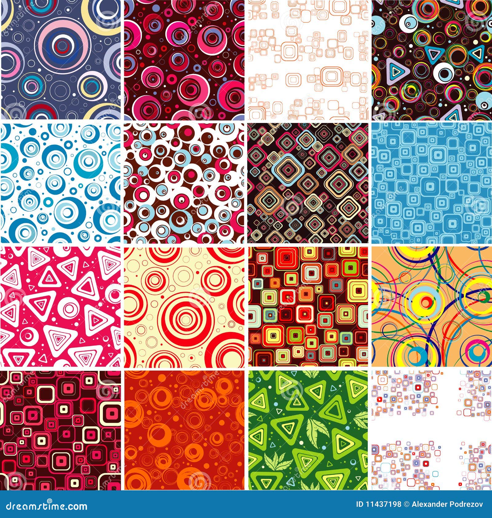 50`s Collection Of Seamless Patterns Vector Illustration ...