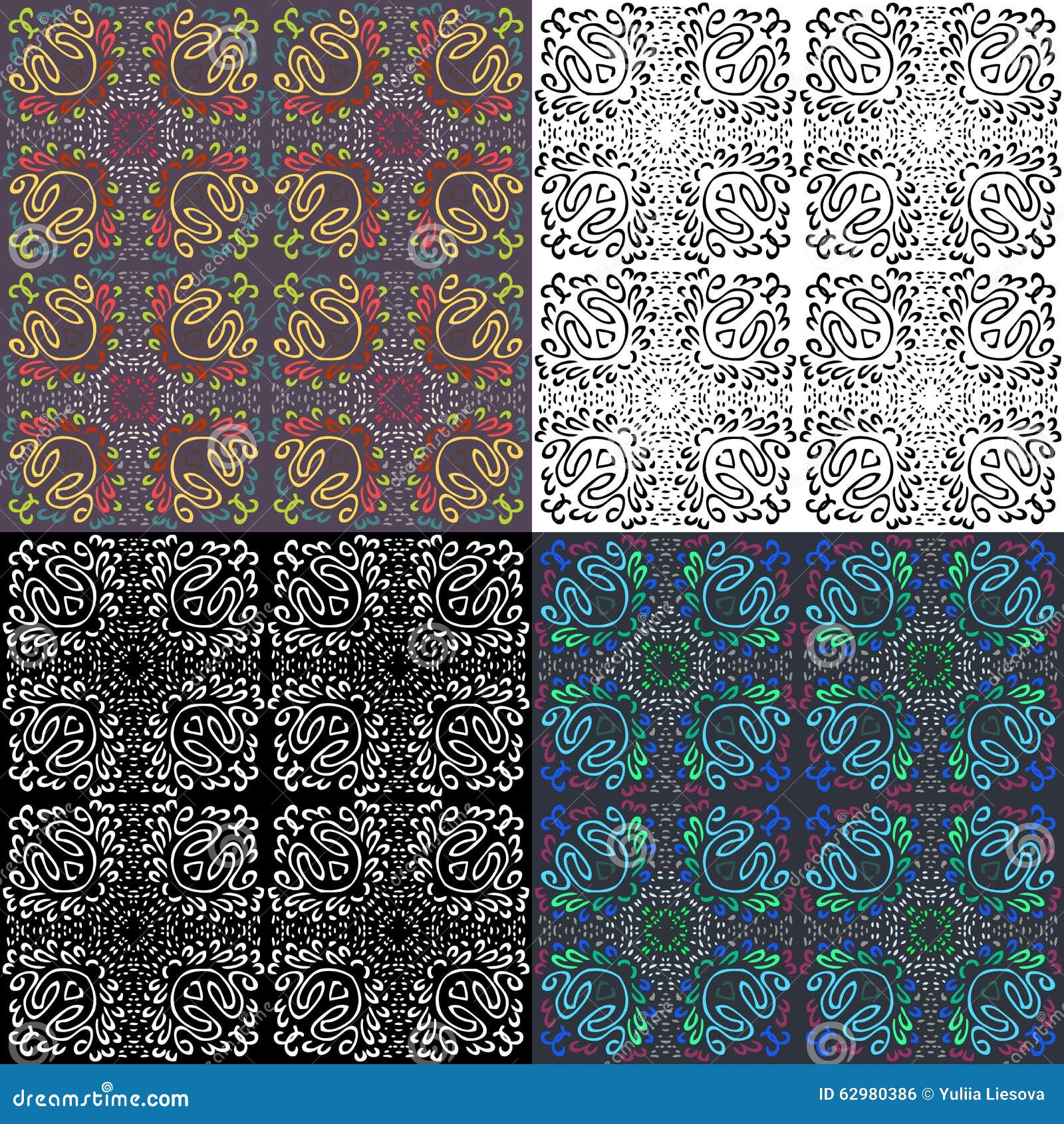 Collection of Seamless Colorful Exotic Patterns Stock Vector ...