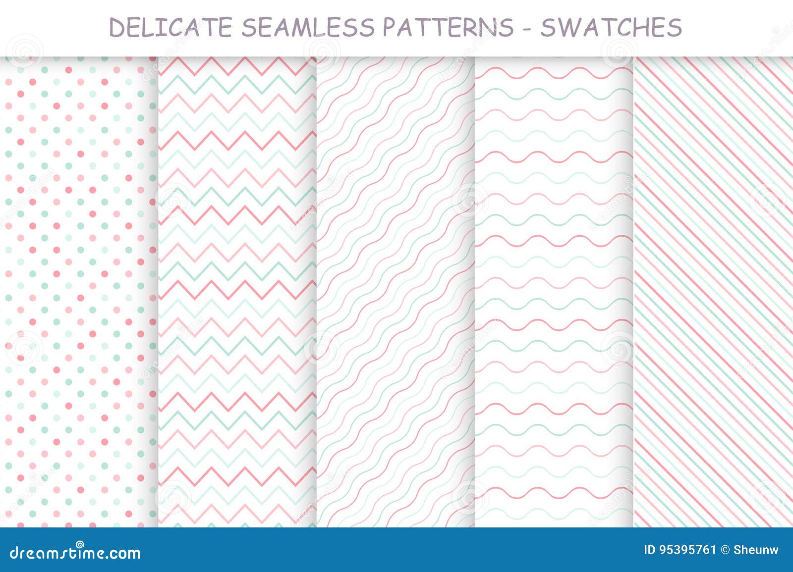 Collection of Seamless Delicate Patterns. Soft Colors Stock Vector ...