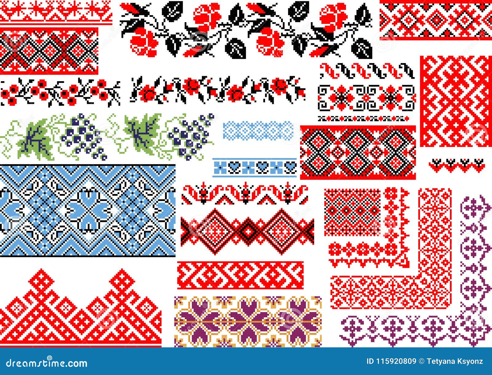 Collection of 25 Seamless Ethnic Patterns for Embroidery Stitch Stock ...