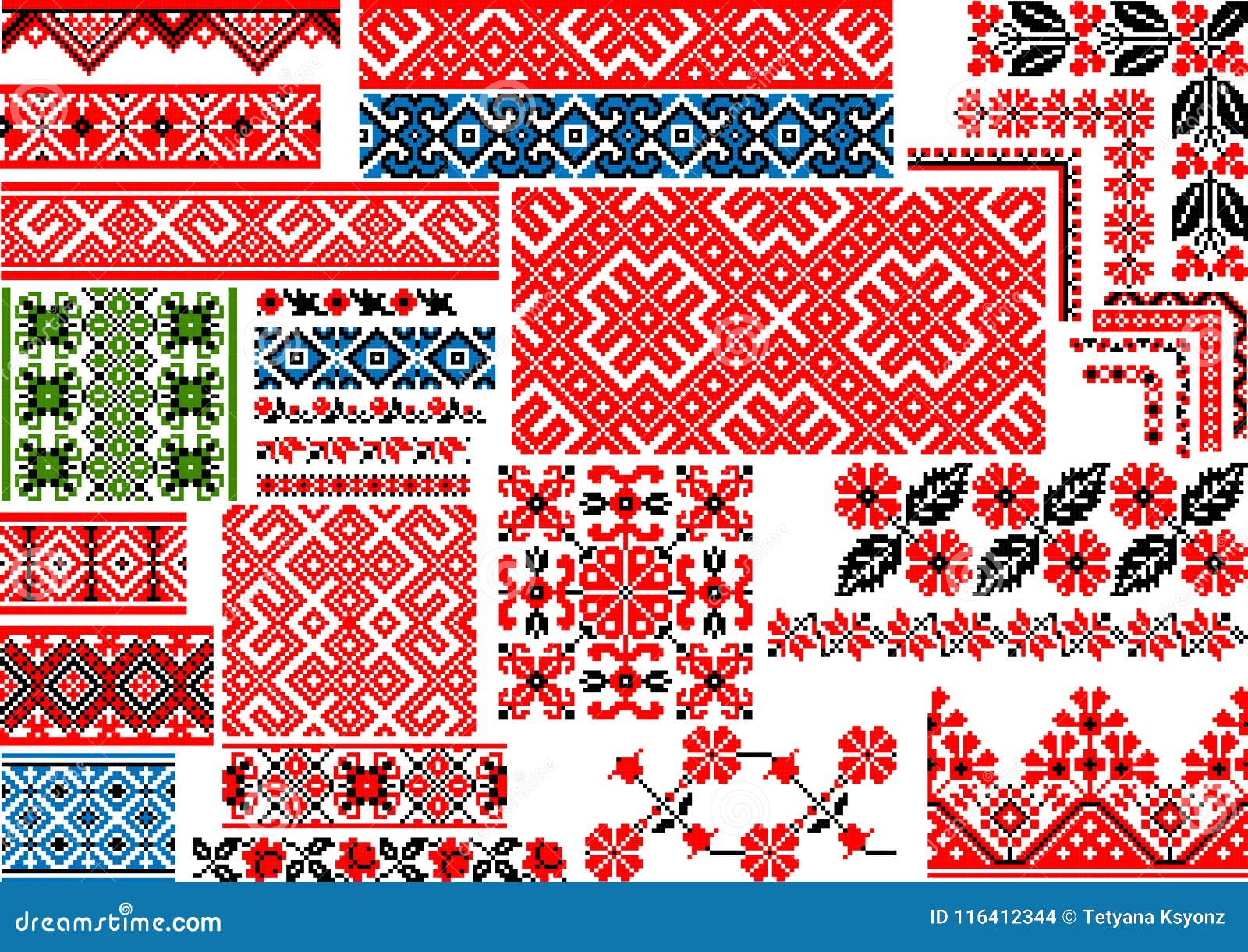 Collection of 30 Seamless Ethnic Patterns for Embroidery Stitch Stock ...