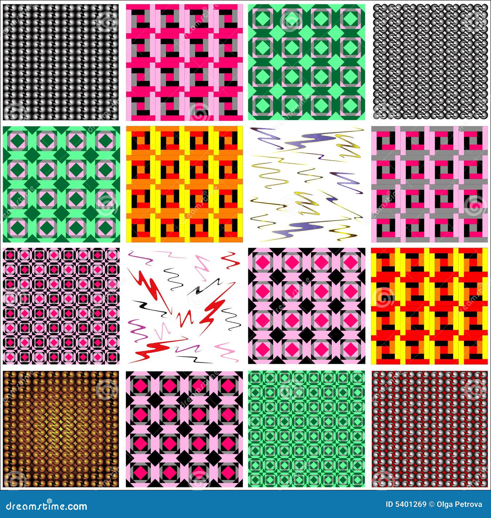 Collection of Seamless Figures. Stock Vector - Illustration of color ...