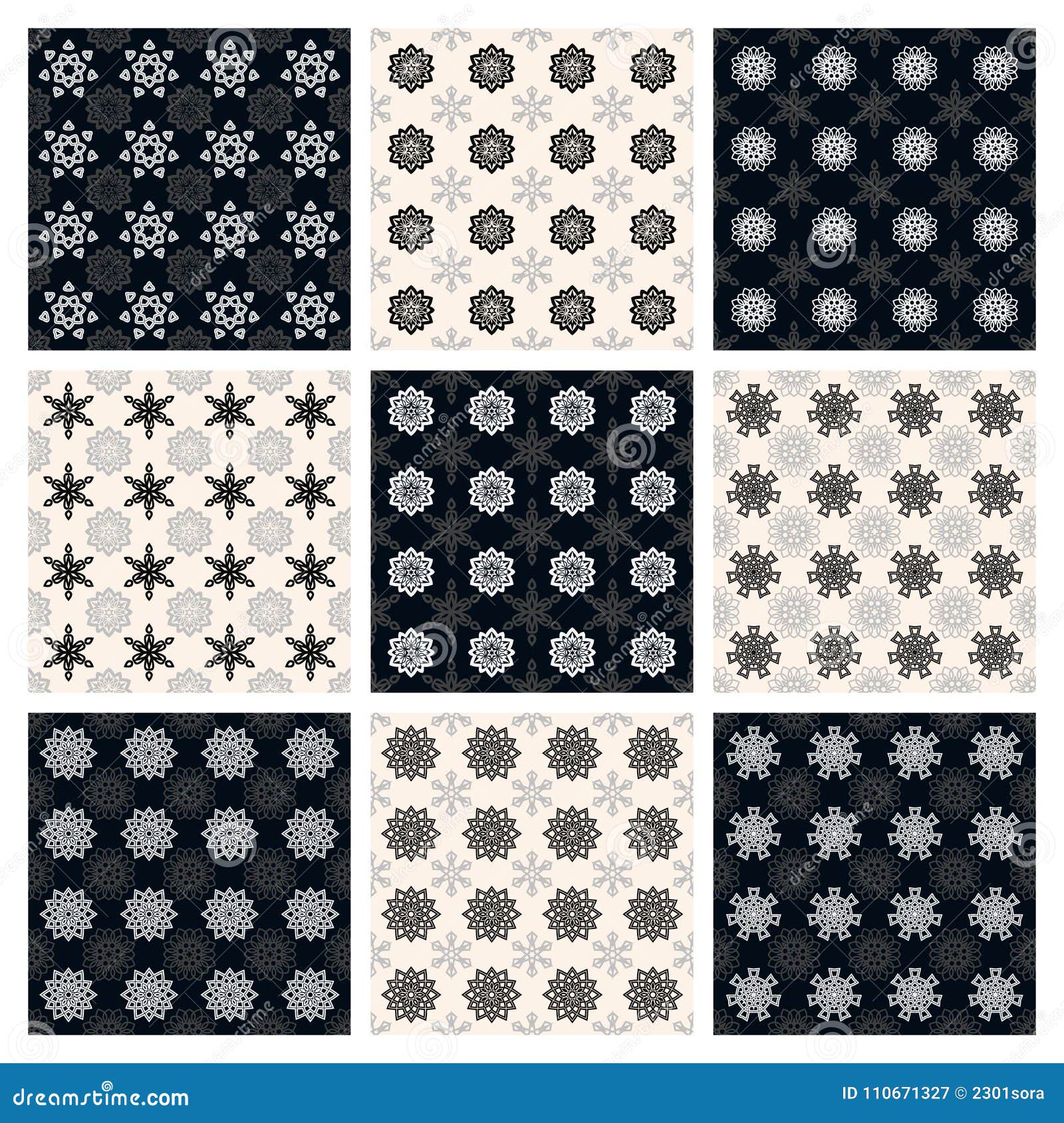 Collection of Seamless Geometric Patterns Stock Vector - Illustration ...