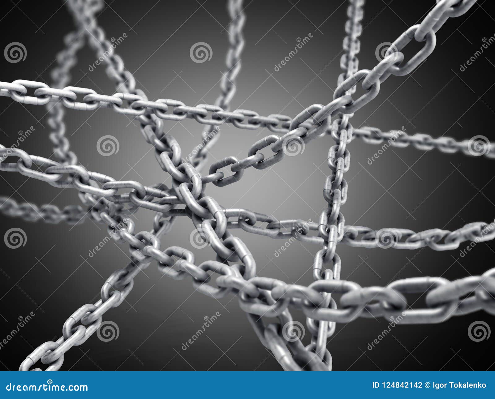 Collection of Seamless Metal Chains Colored Silver 3d Render on Stock ...