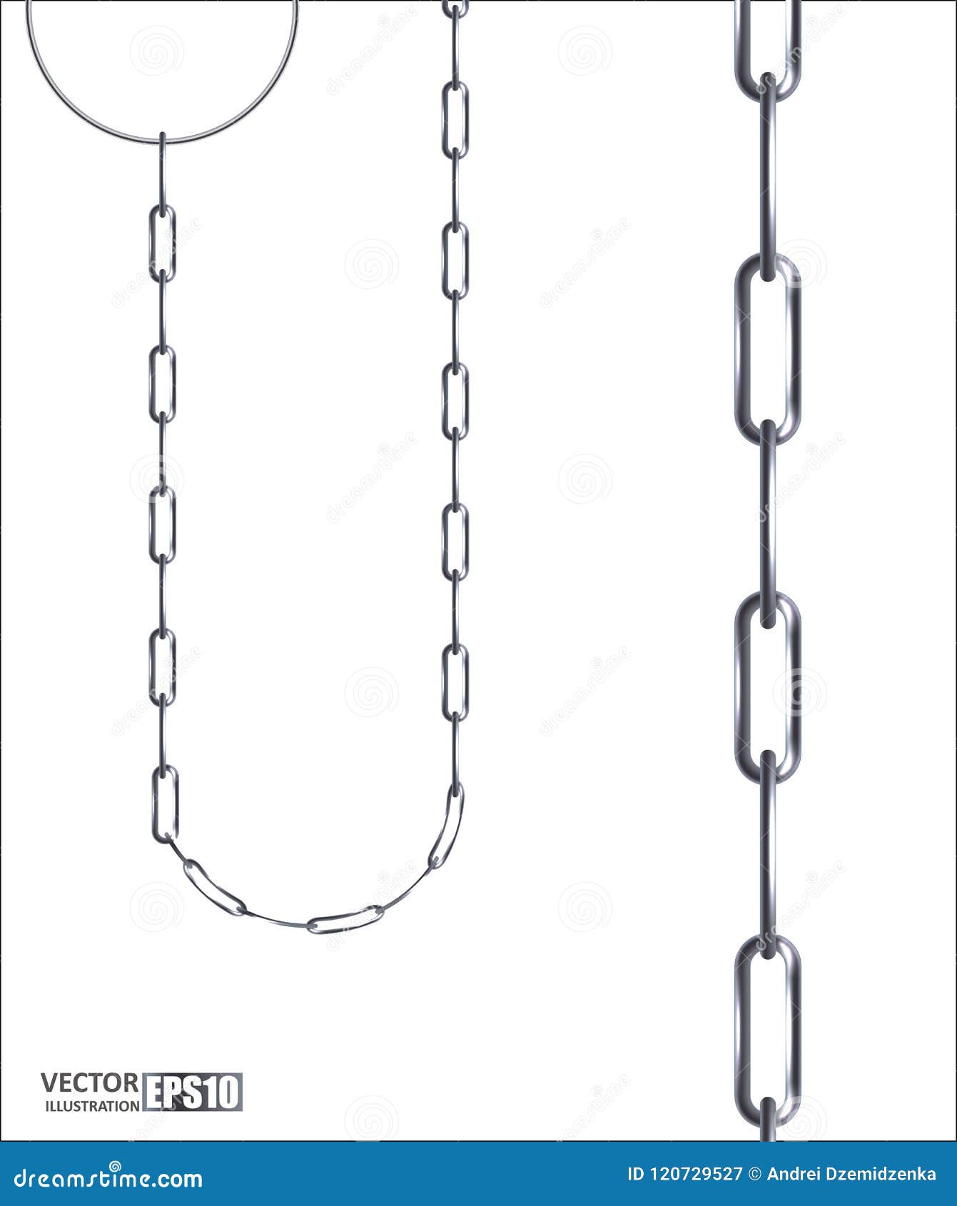 Collection of Seamless Metal Chains Colored Silver Stock Vector ...