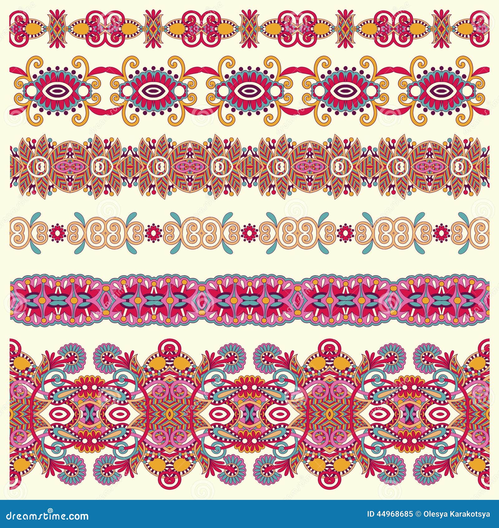 Collection of Seamless Ornamental Floral Stripes Stock Vector ...