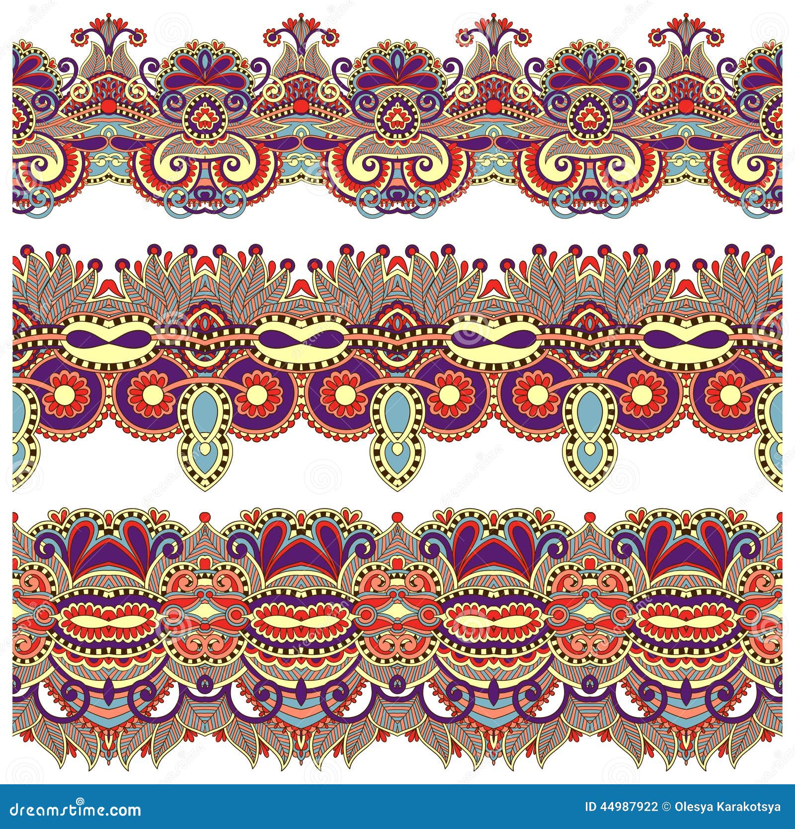 Collection of Seamless Ornamental Floral Stripes Stock Vector ...