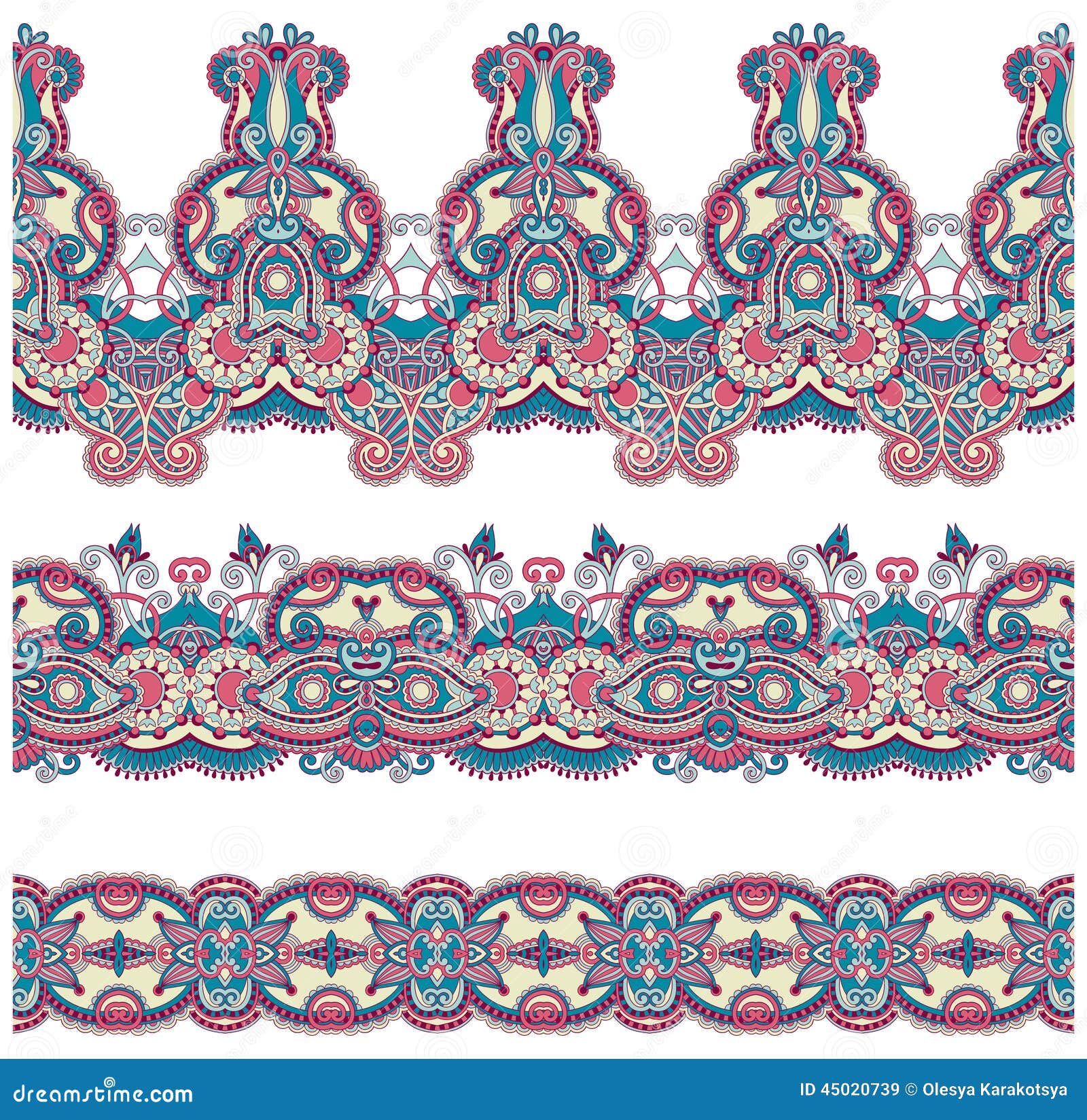 Collection of Seamless Ornamental Floral Stripes Stock Vector ...