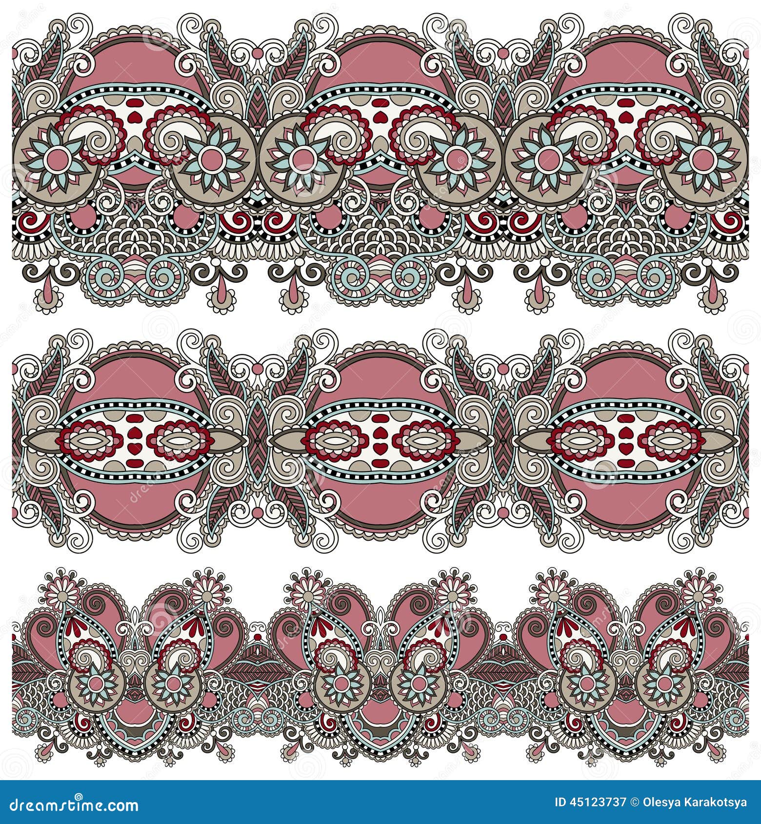 Collection of Seamless Ornamental Floral Stripes Stock Vector ...
