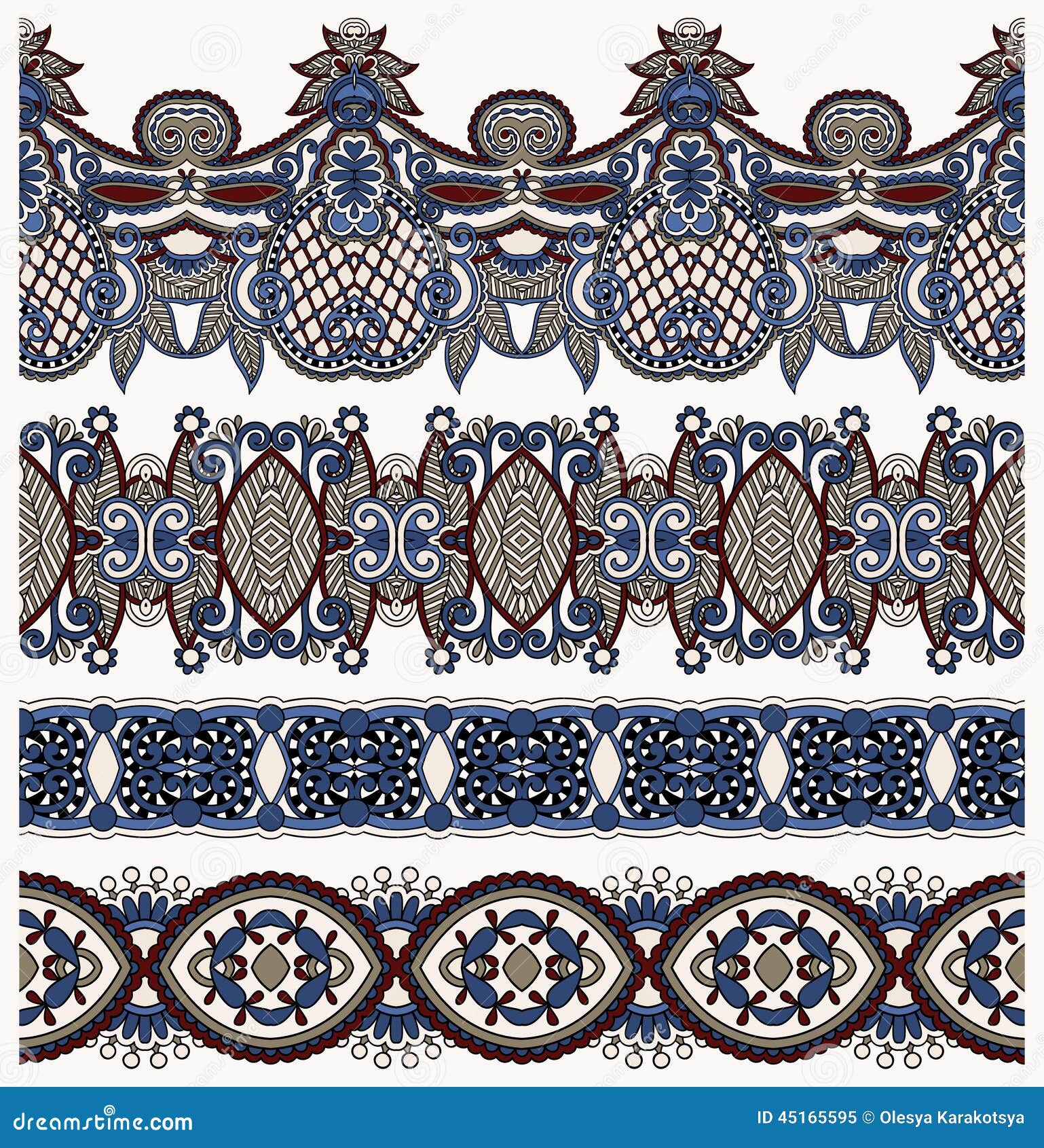 Collection of Seamless Ornamental Floral Stripes Stock Vector ...