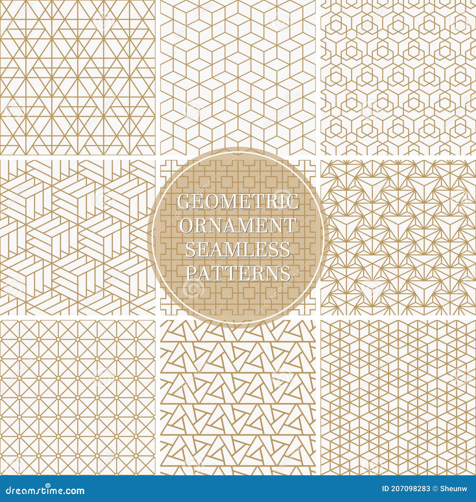 Collection of Seamless Ornamental Geometric Patterns. Trendy Luxury ...
