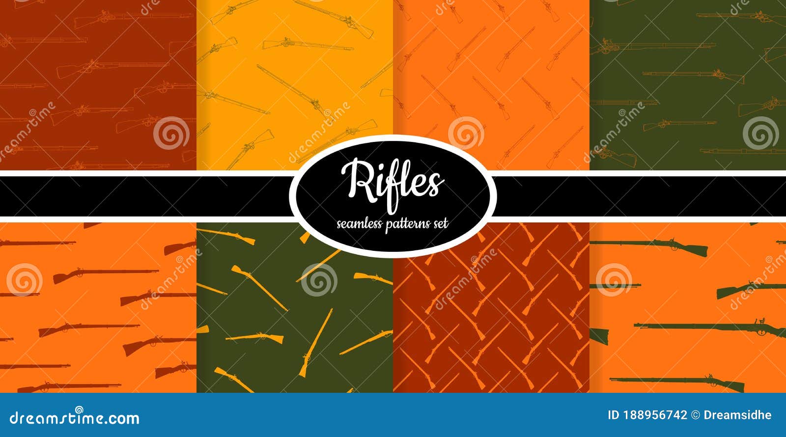 Collection of Seamless Pattern with Rifles Stock Vector - Illustration ...