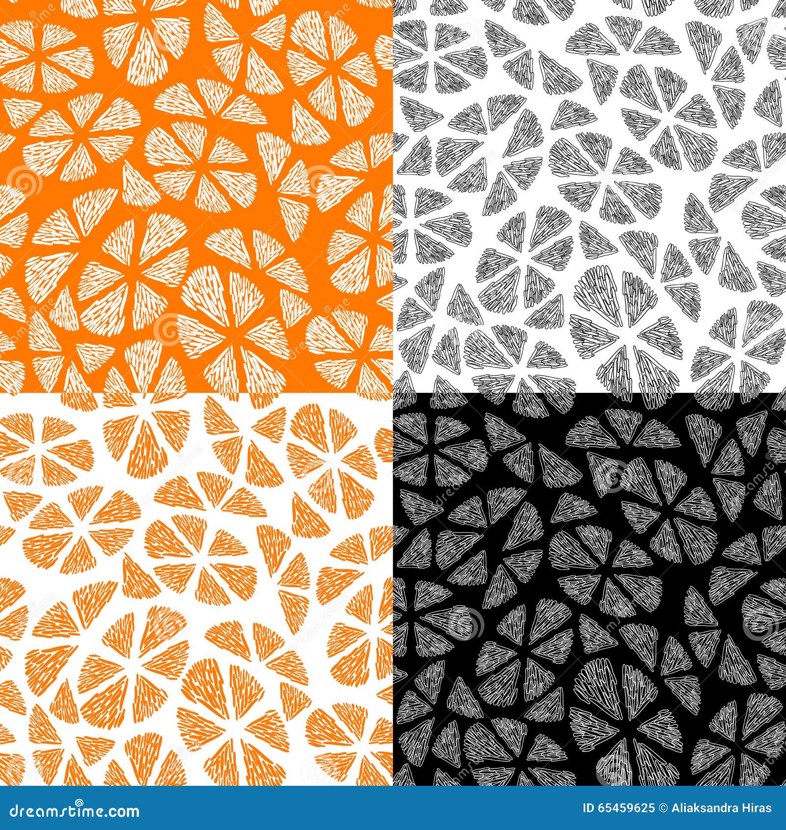 Collection of Seamless Patterns with Abstract Orange Stock Vector ...