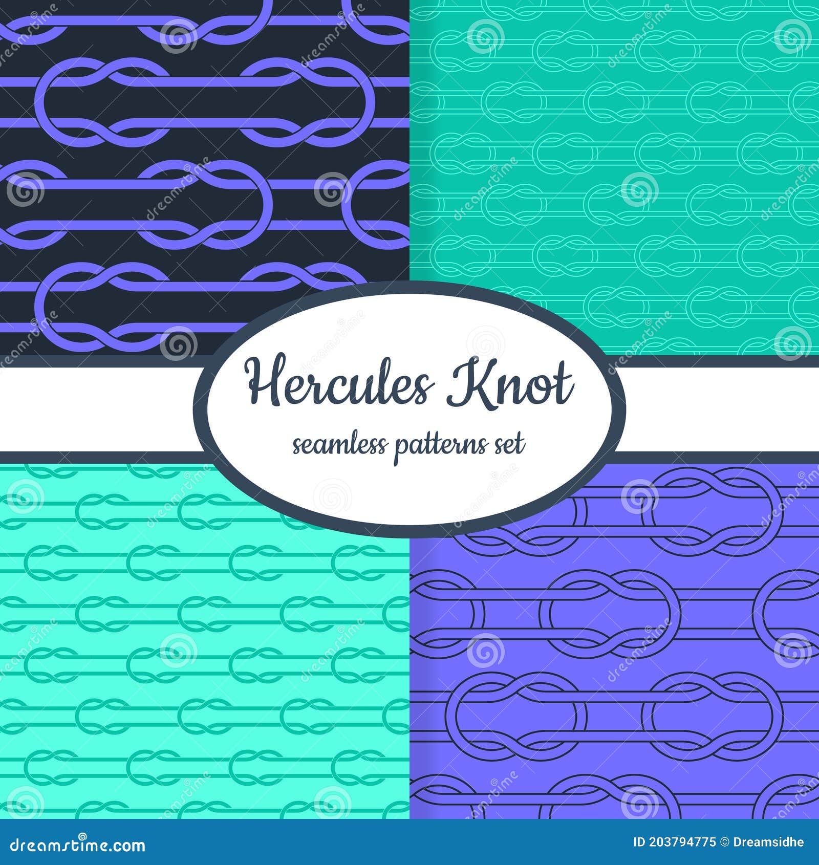 Collection of Seamless Patterns with Ancient Symbol Hercules Knot Stock ...