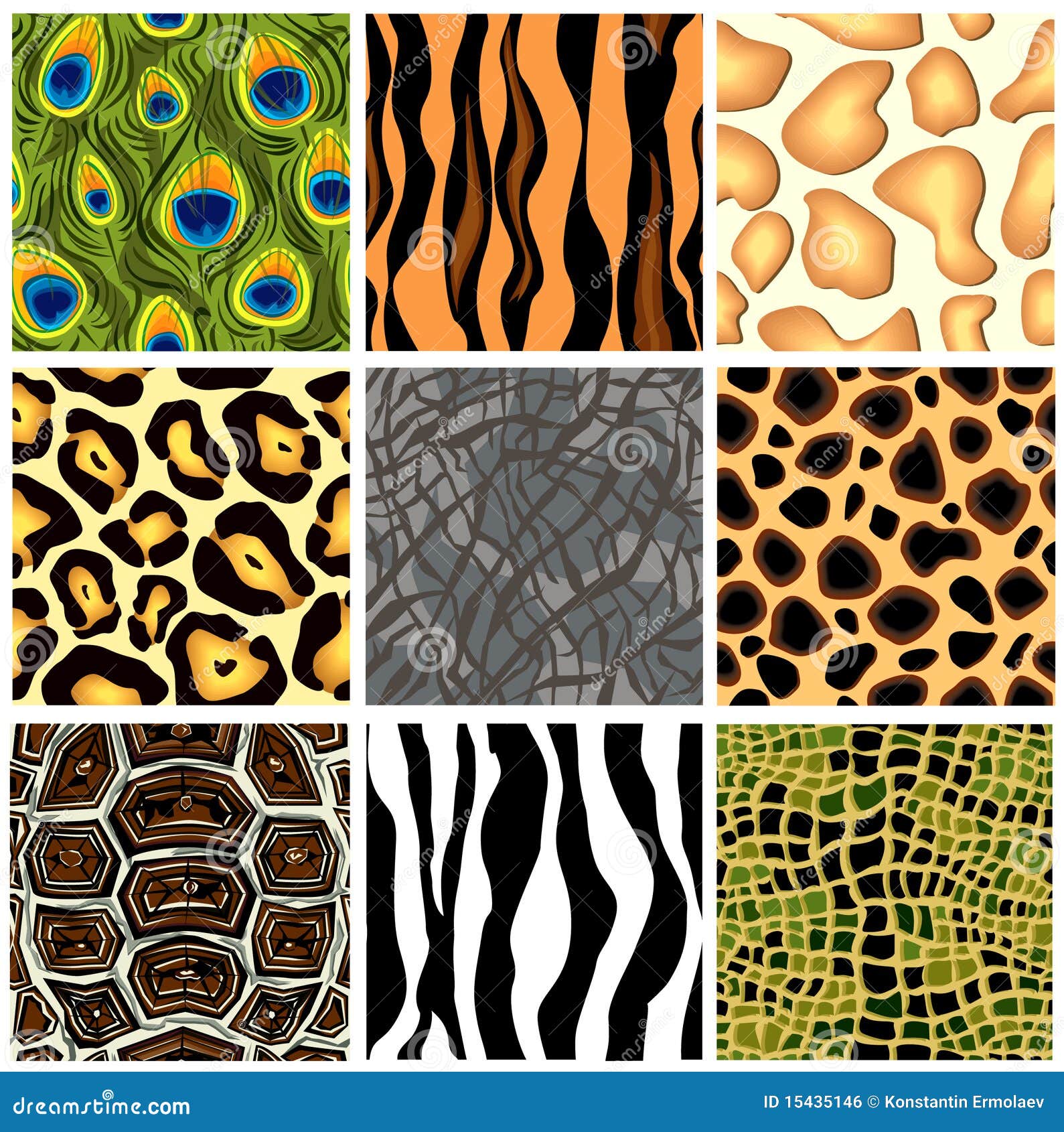 Collection Seamless Patterns Animals. Vector Stock Illustration ...