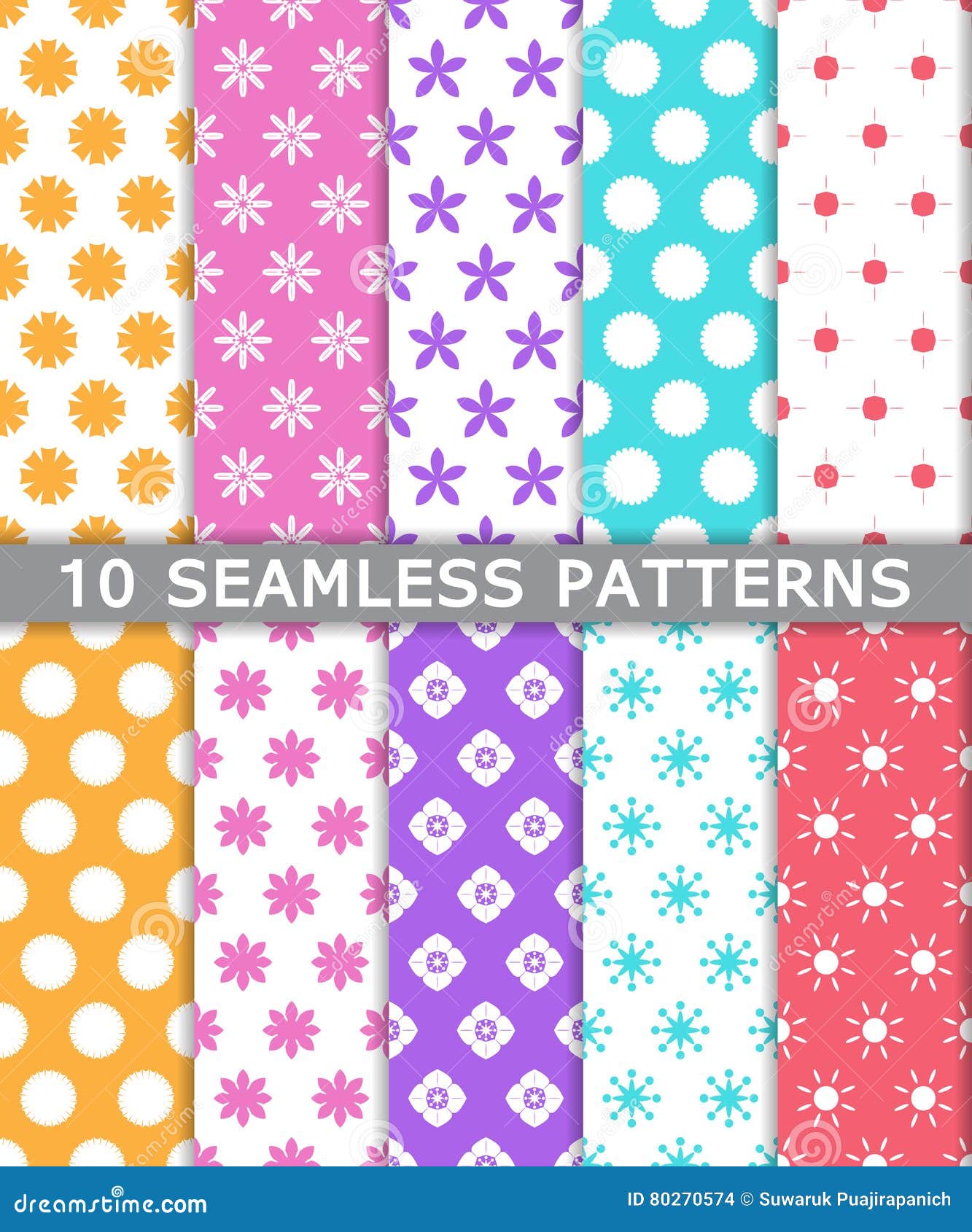 Collection of Seamless Patterns Background Stock Vector - Illustration ...