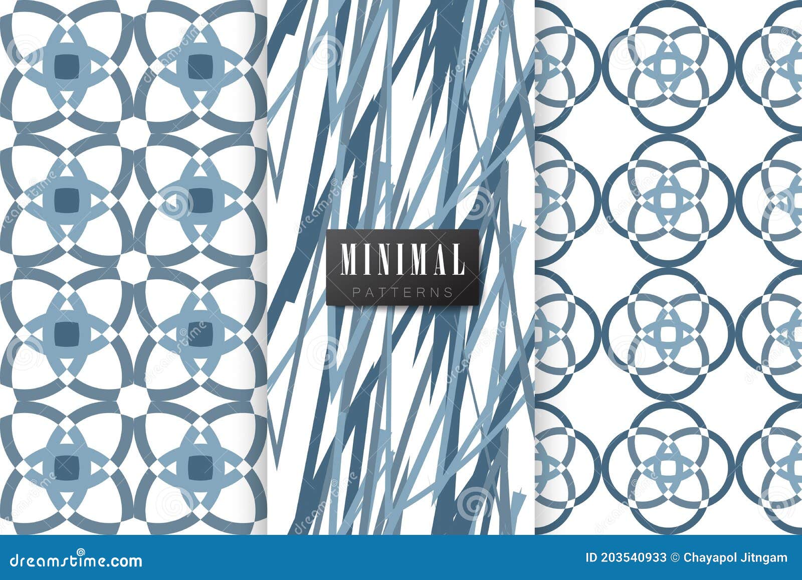 Collection of Seamless Patterns. Minimalistic Style. Blue and White ...